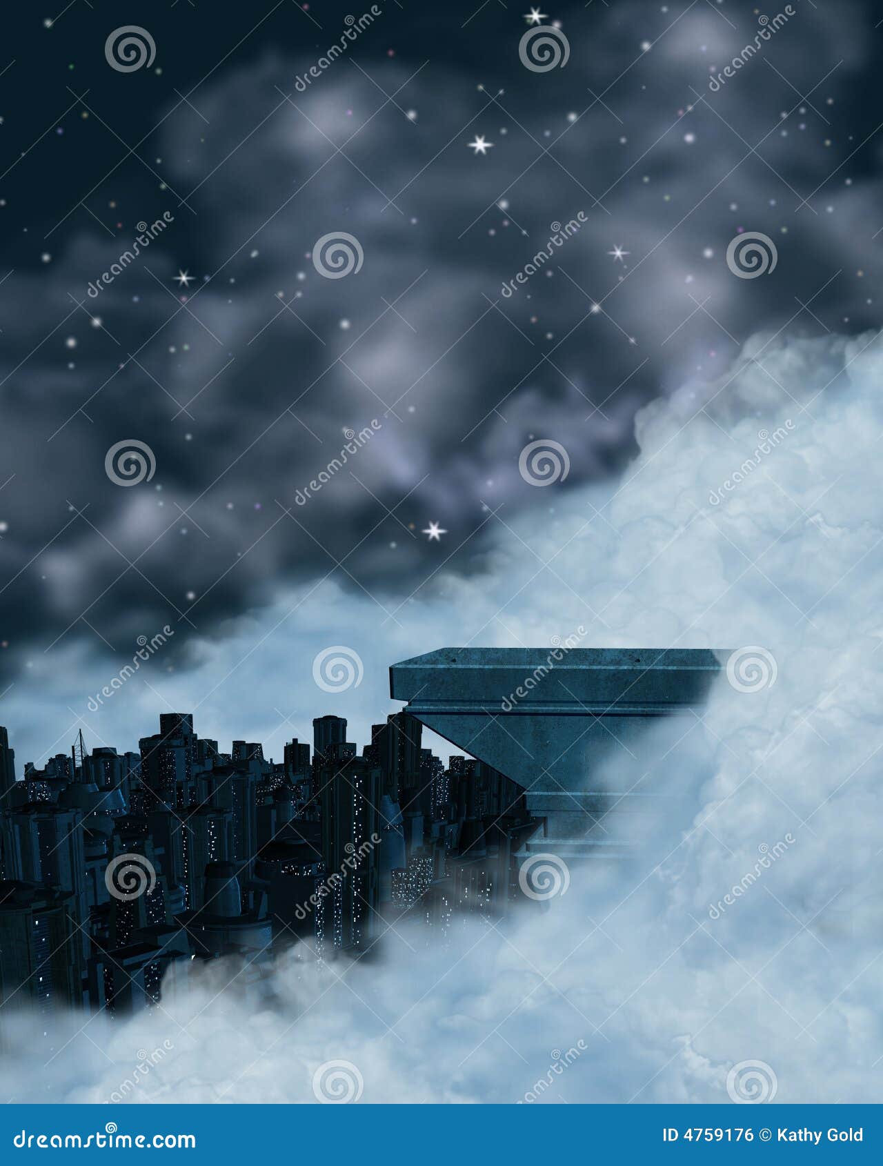 Ledge overlooking the city stock illustration. Illustration of billow ...