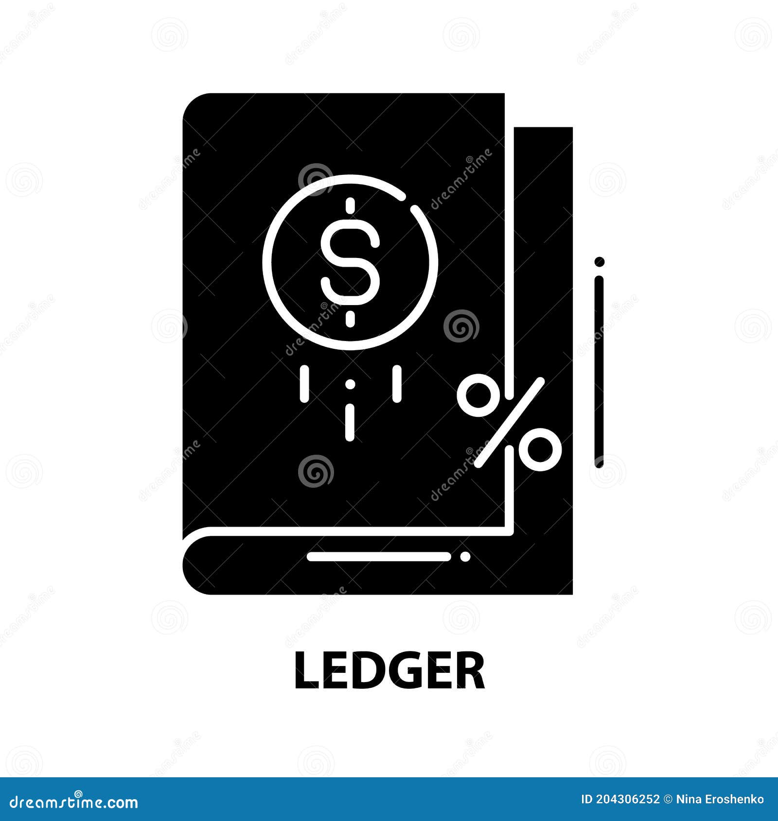 Ledger Symbol Icon, Black Vector Sign with Editable Strokes, Concept ...