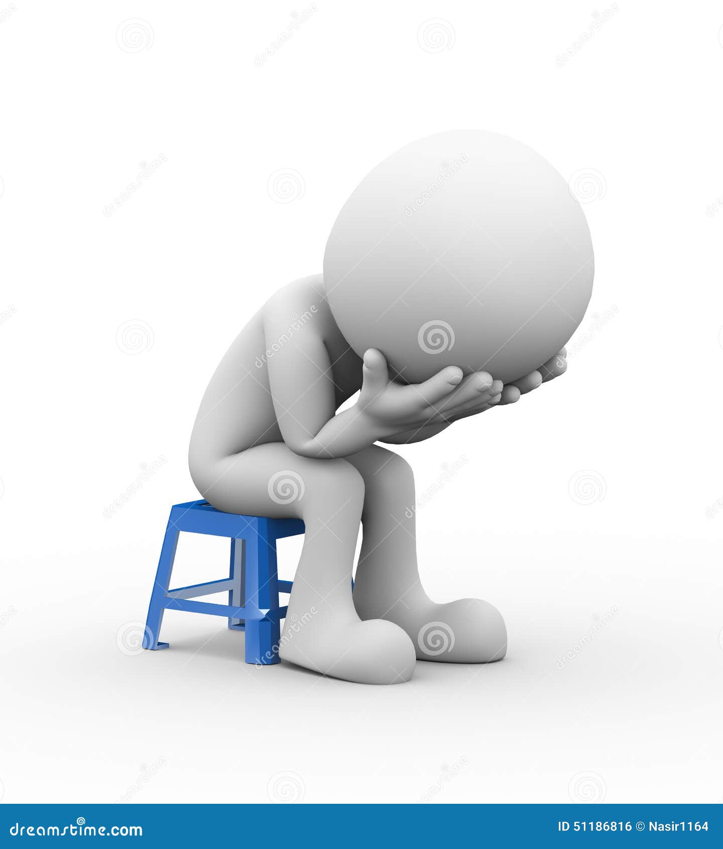 Ledsen Deprimerad Person 3d Stock Illustrationer - Illustration av ...