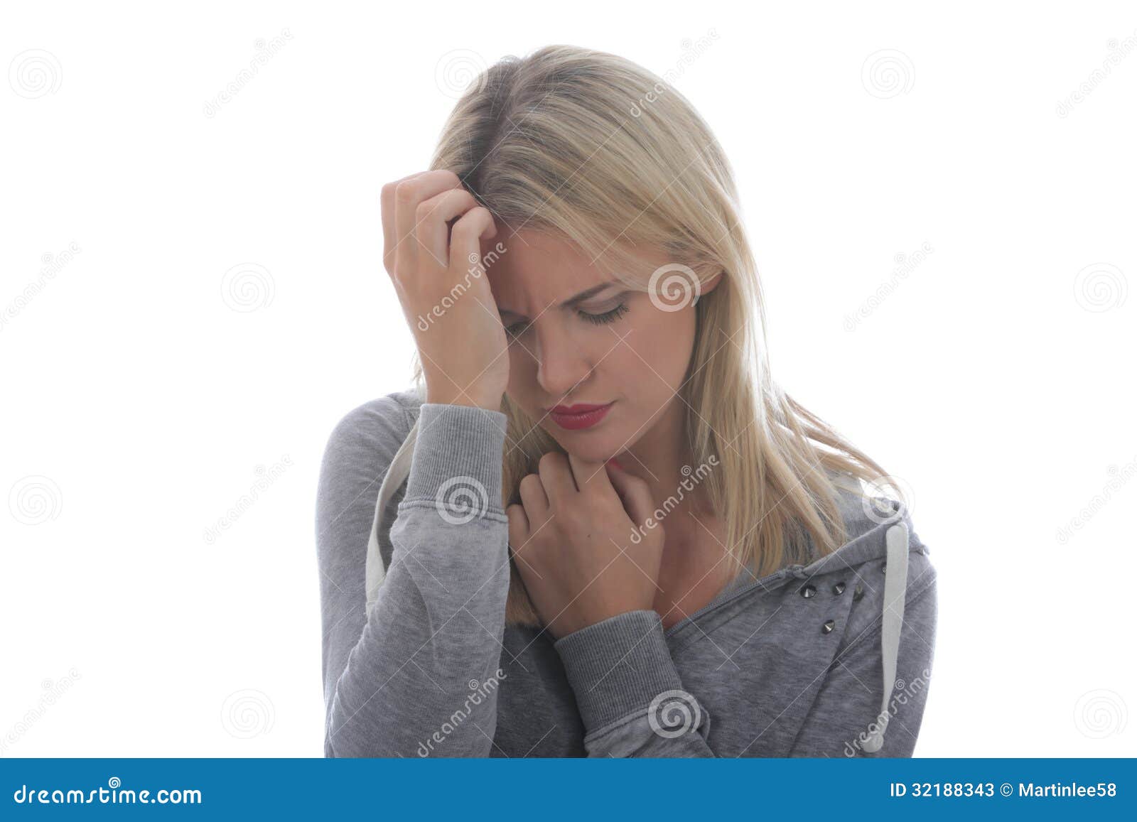 Ledsen Fundersam Ung Kvinna Fotografering för Bildbyråer - Bild av ...