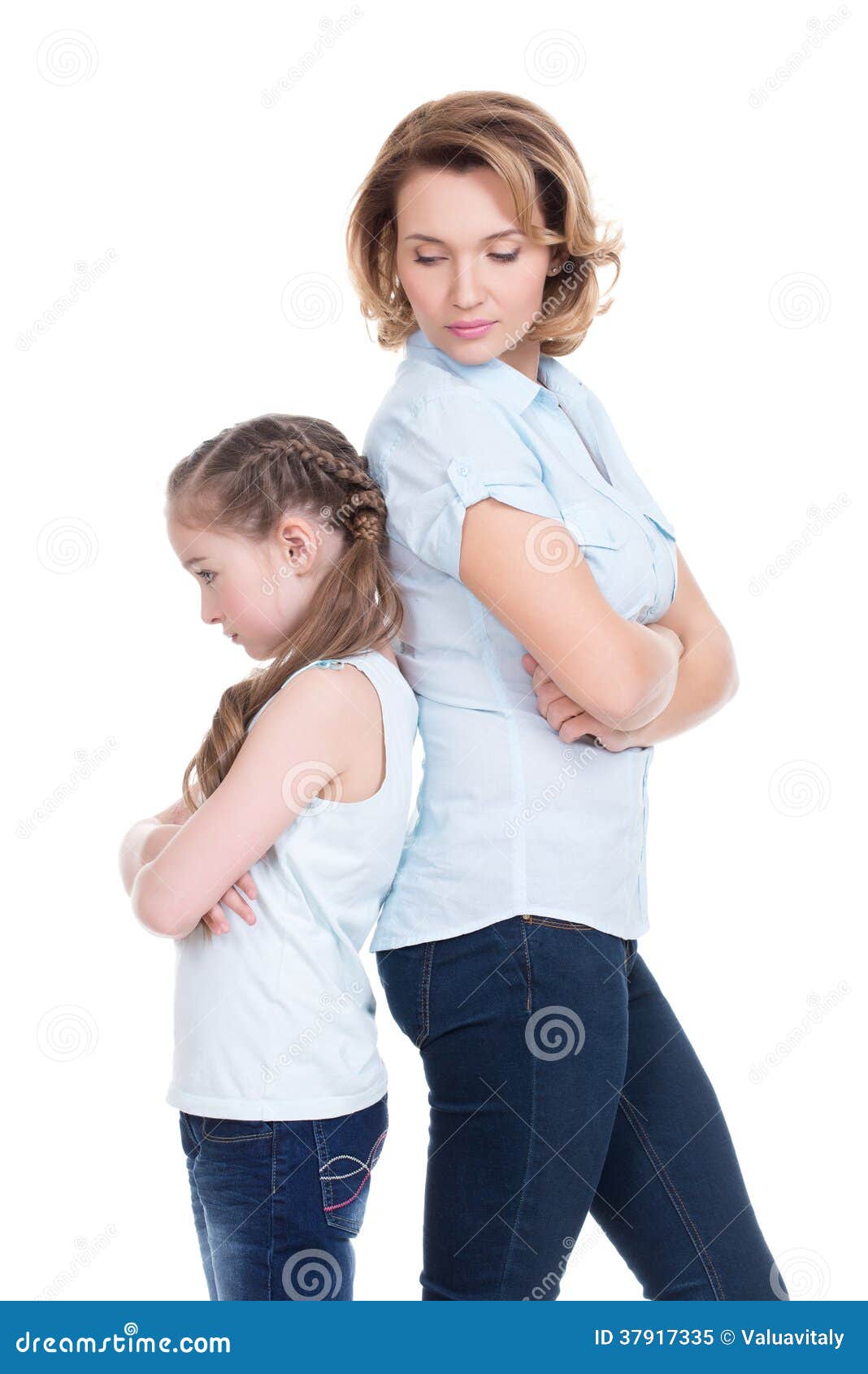 Ledsen Moder Och Dotter Som Har Problem Fotografering För Bildbyråer