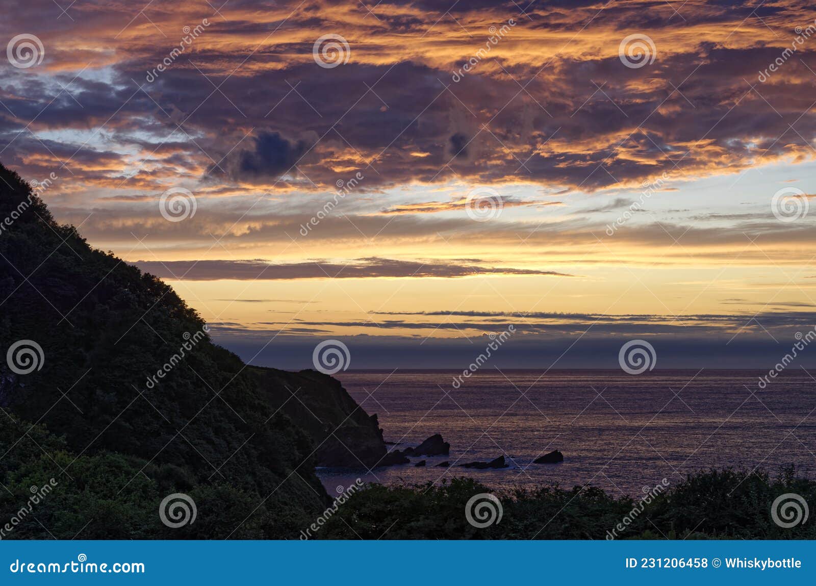 Lee Bay Sunset stock photo. Image of sunset, horizontal - 231206458