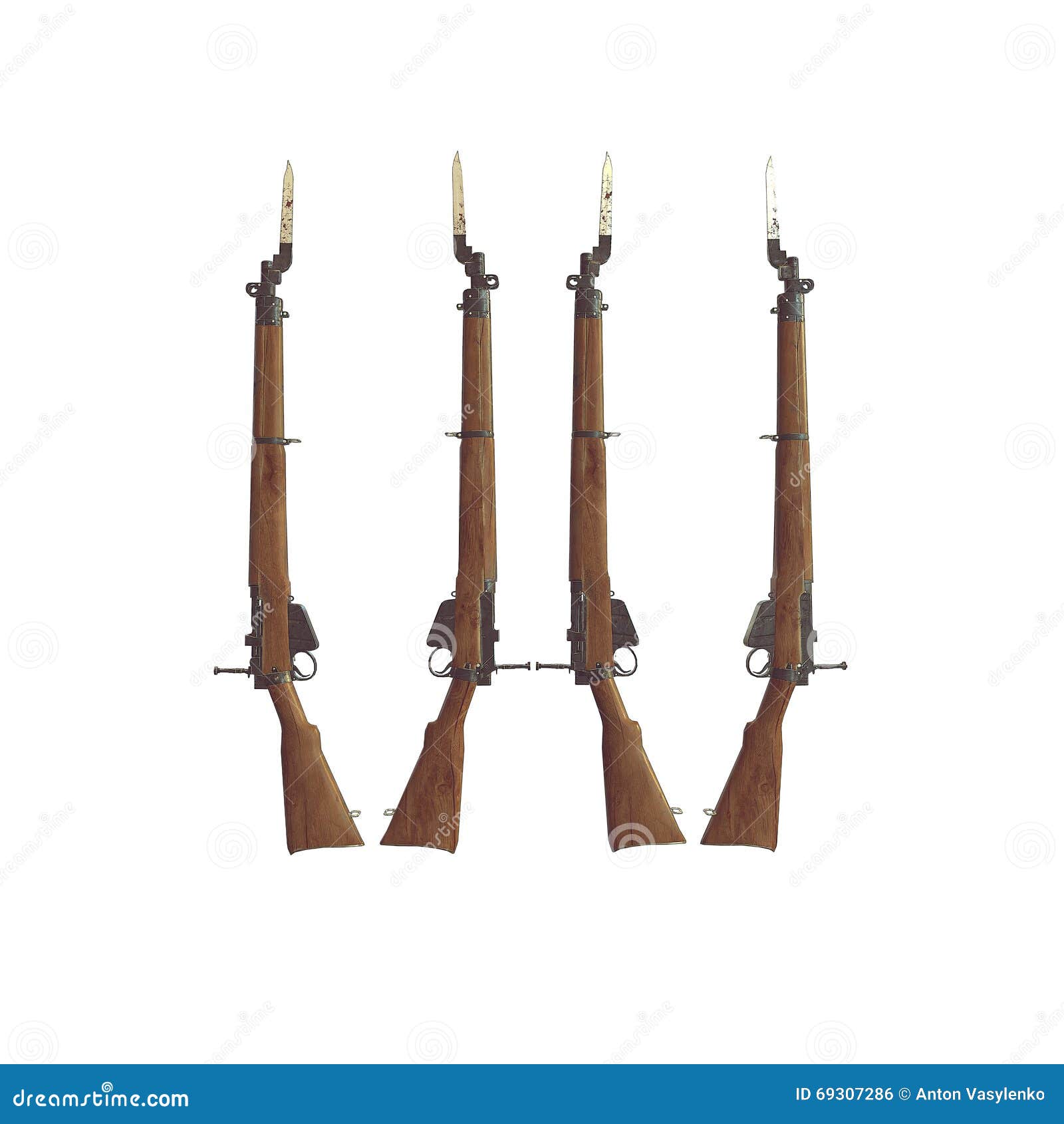 Lee Enfield Rifles Part Old 3D Illustration Royalty-Free Cartoon ...