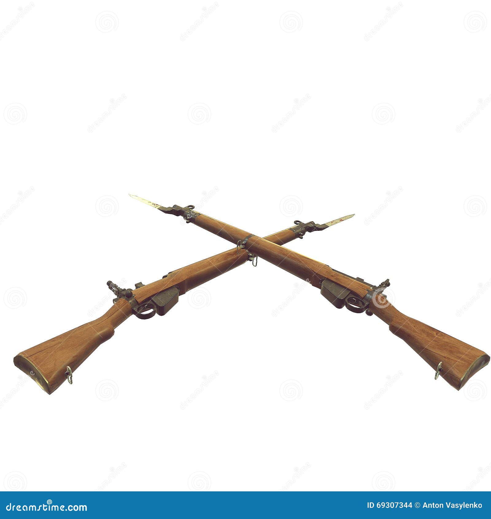 Lee Enfield Rifles Part Old 3D Illustration Stock Illustration ...