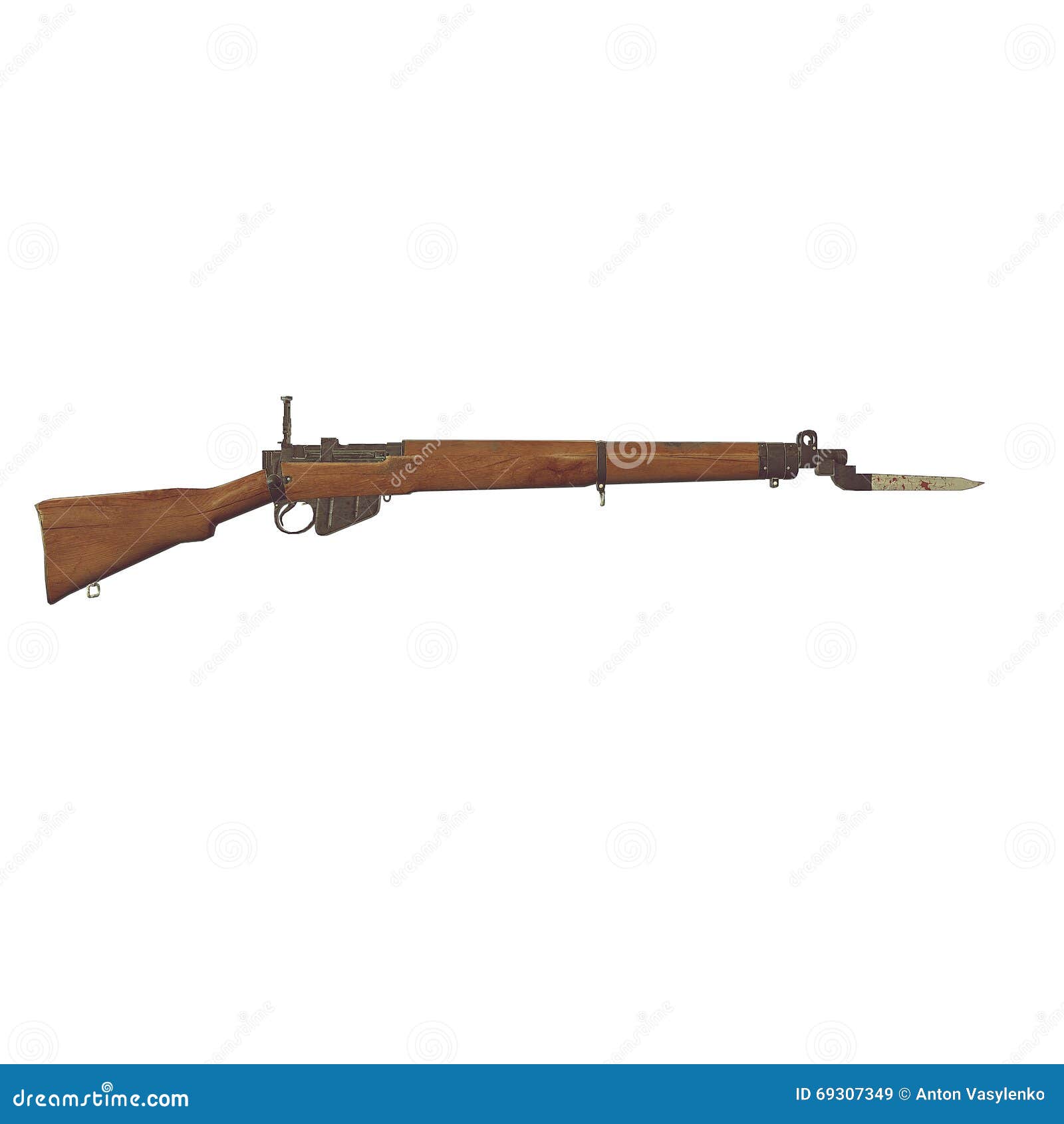 Lee Enfield Rifles Part Old 3D Illustration Royalty-Free Cartoon ...