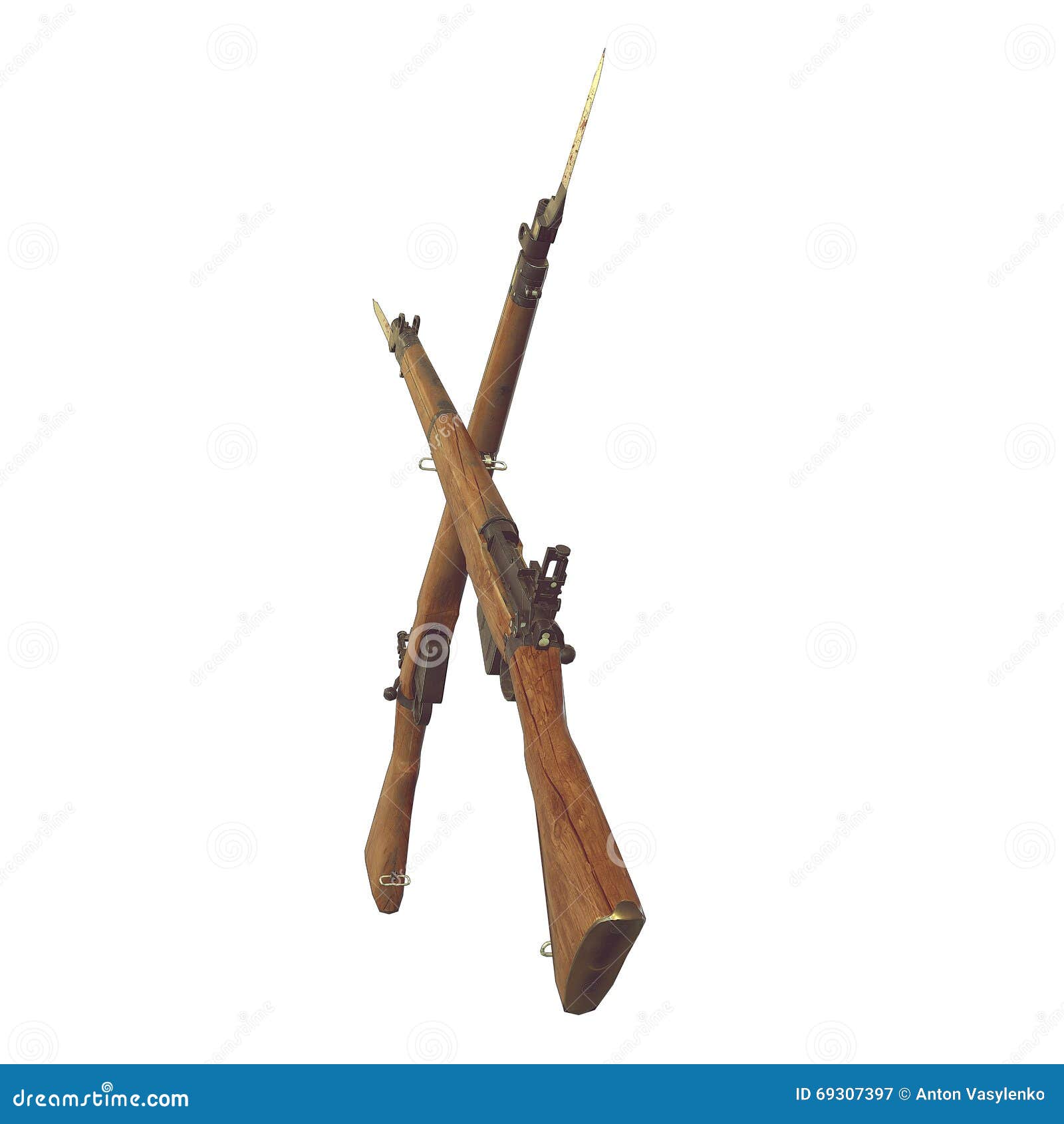Lee Enfield Rifles Part Old 3D Illustration Royalty-Free Cartoon ...