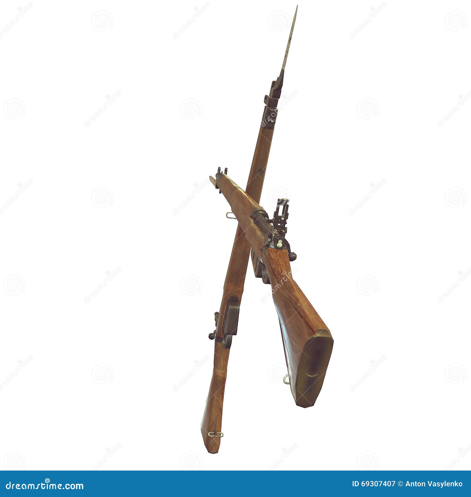 Lee Enfield Rifles Part Old 3D Illustration Royalty-Free Cartoon ...