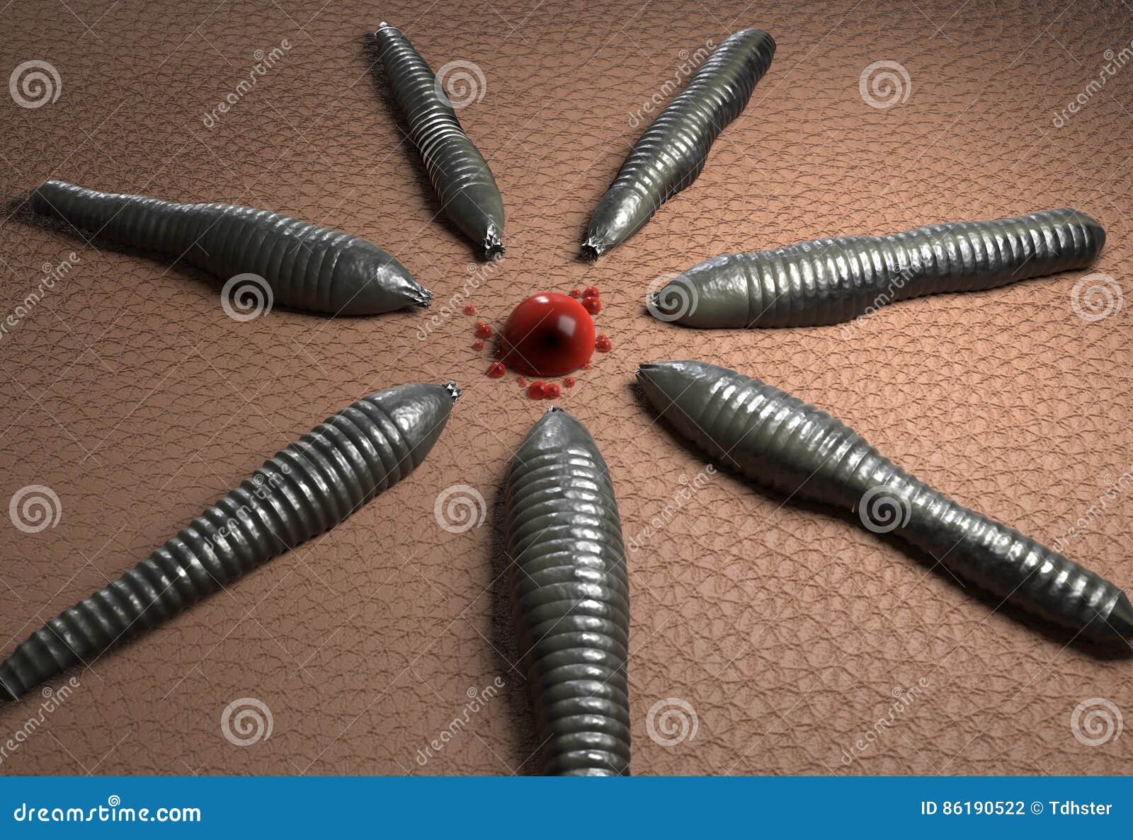 Leech Worms and Blood Drop on Human Skin 3d Illustration Stock ...