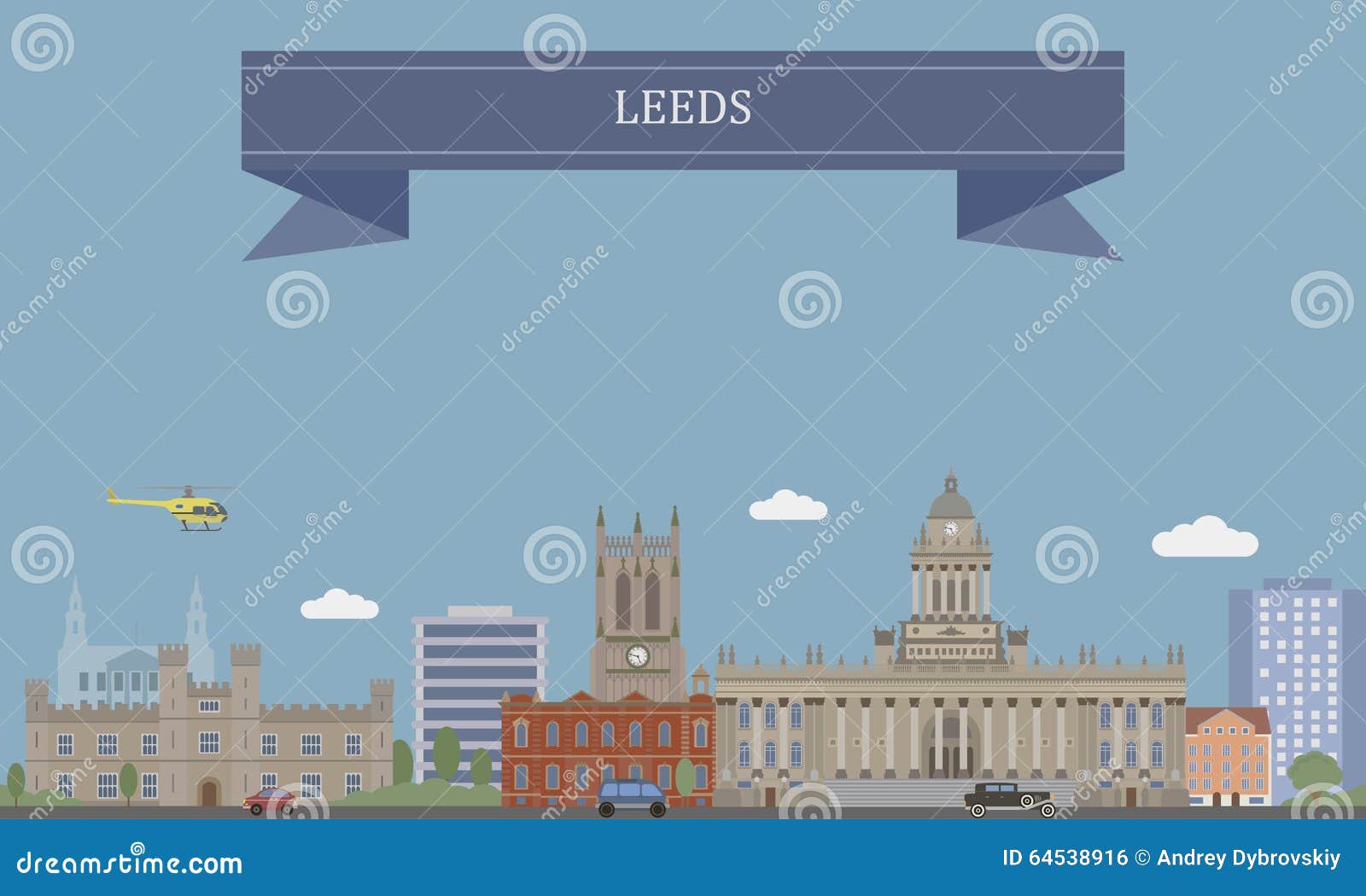 Leeds, England stock illustration. Illustration of cityscape - 64538916
