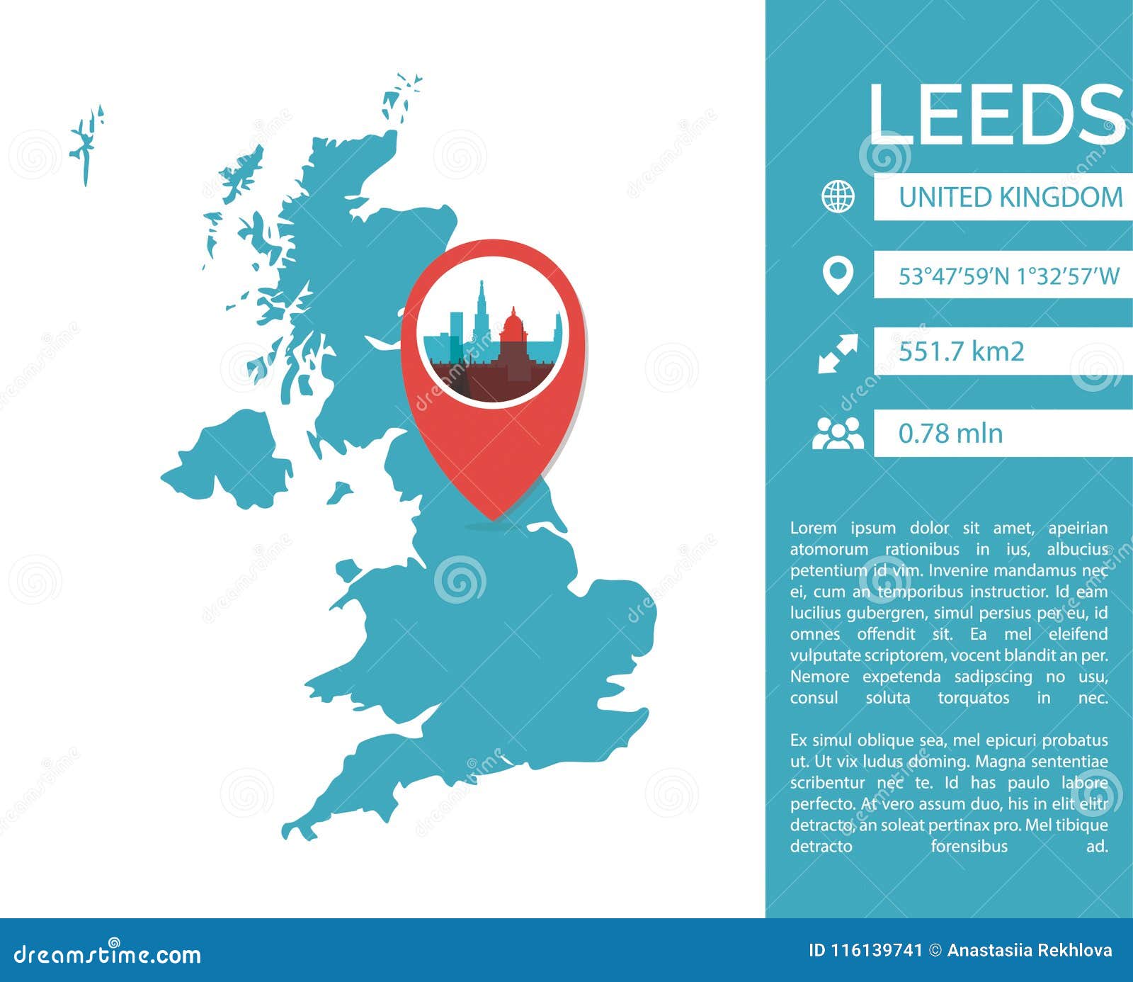 Leeds Map Infographic Vector Isolated Illustration Stock Vector ...