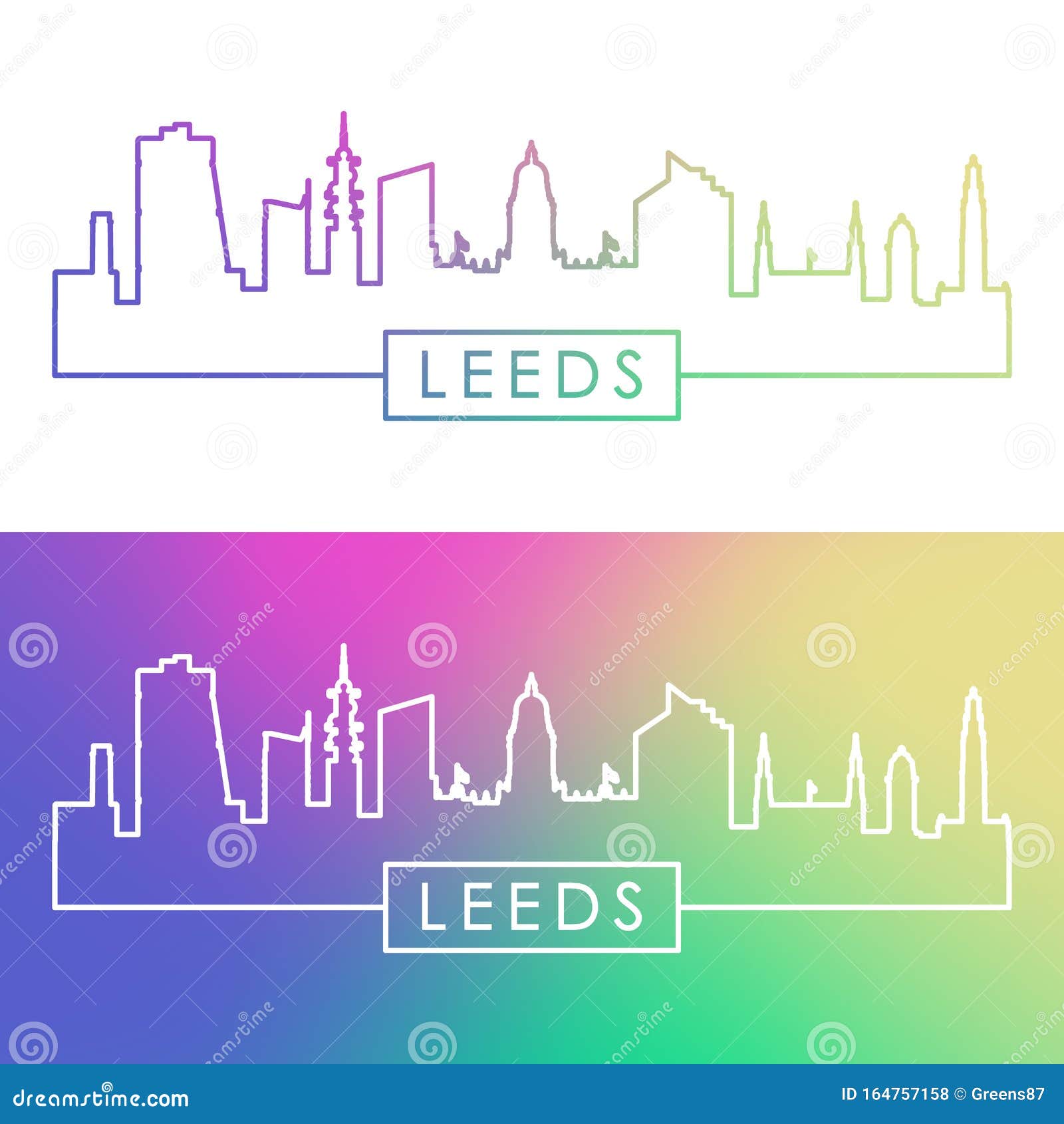 Leeds Skyline. Colorful Linear Style Stock Vector - Illustration of ...