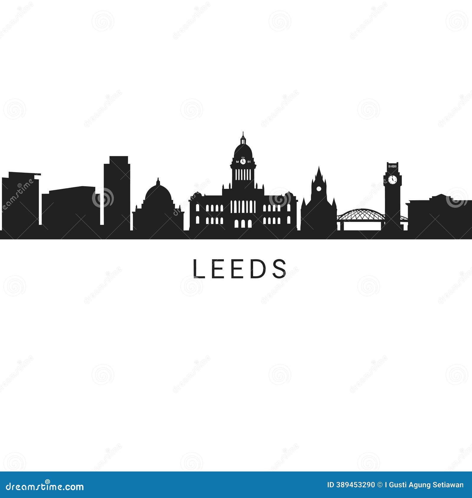 Leeds Skyline Horizontal Banner. Cartoon Vector | CartoonDealer.com ...