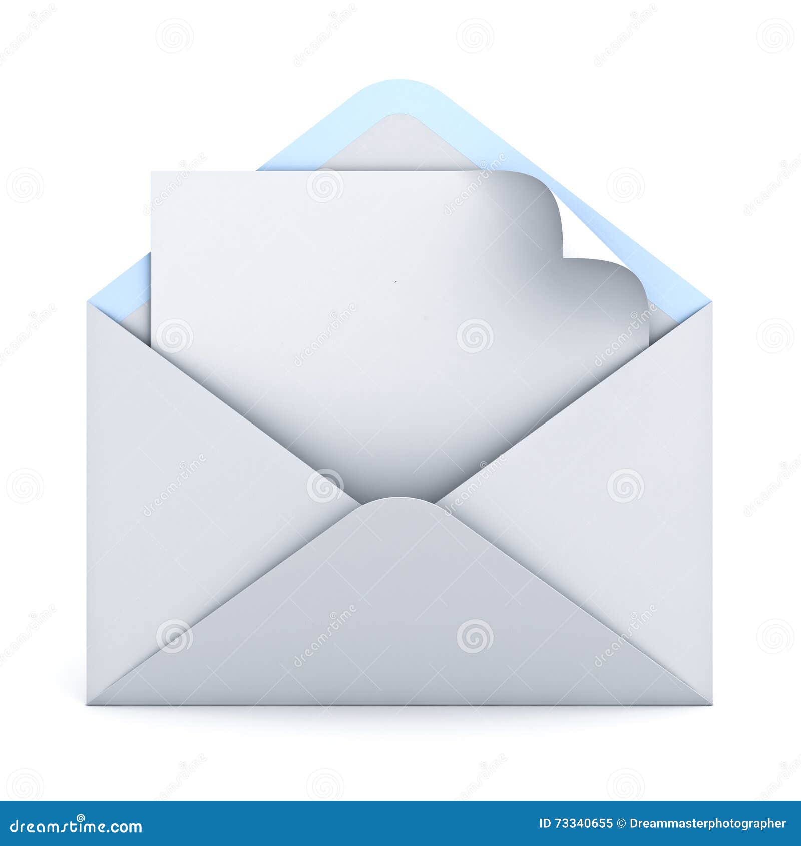 Leeg Document Met Paginakrul in Witte Envelop Op Wit Stock Illustratie ...