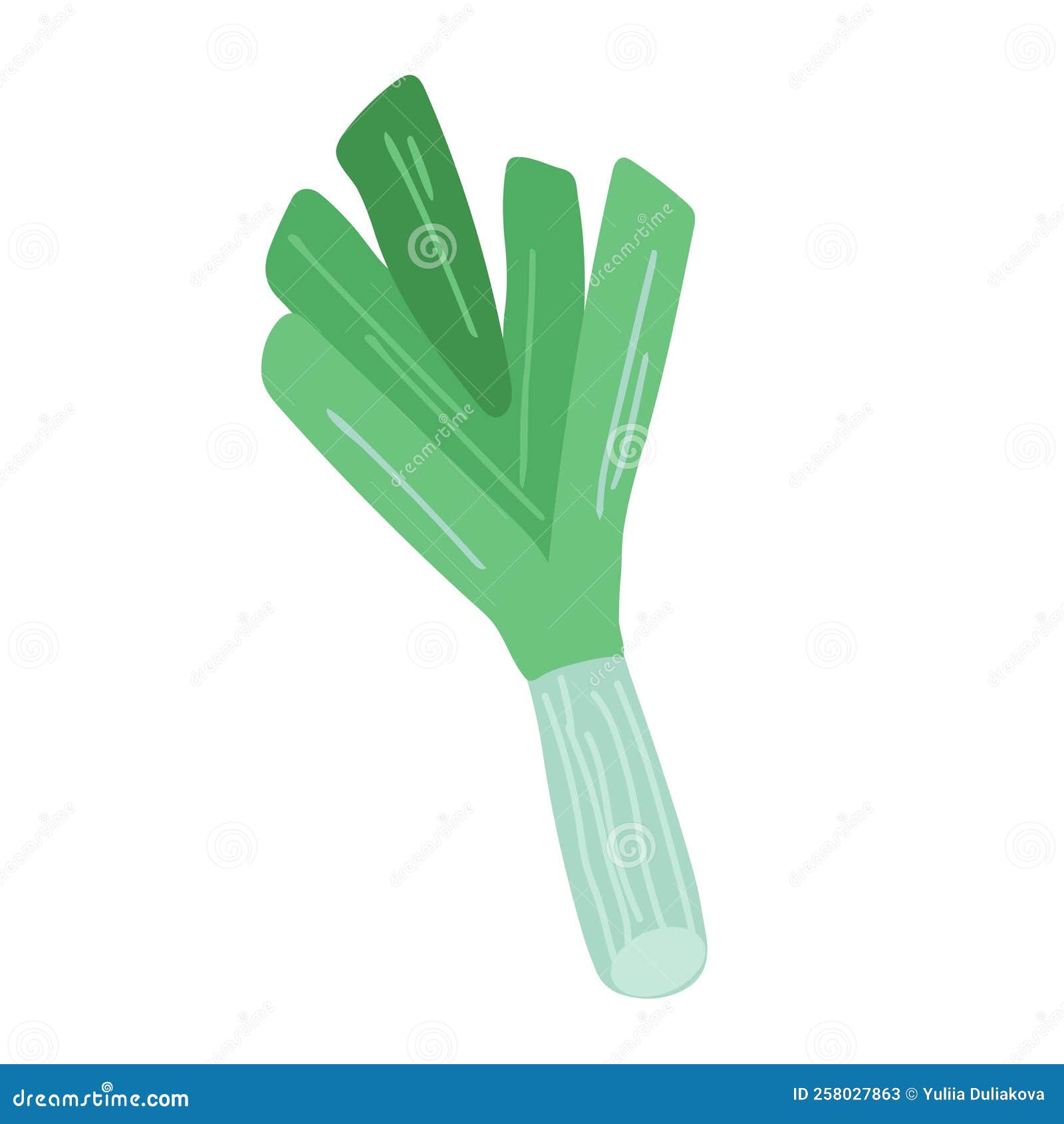 Leek Flat Icon Isolated on White. Hand Drawing Stock Vector ...