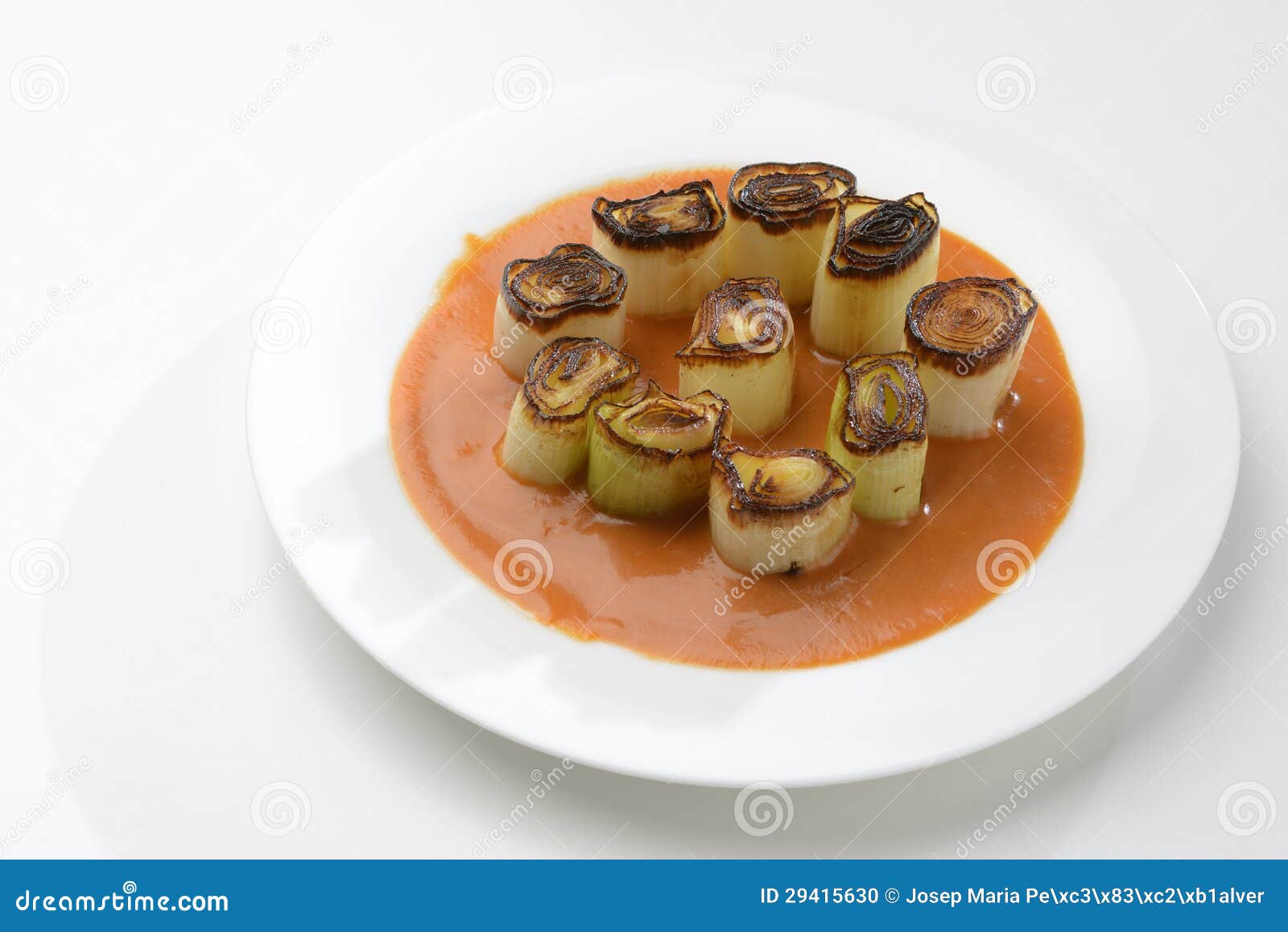 Leek Grilled Mojo Picon Sauce Stock Photo - Image of antipasto, tapa ...