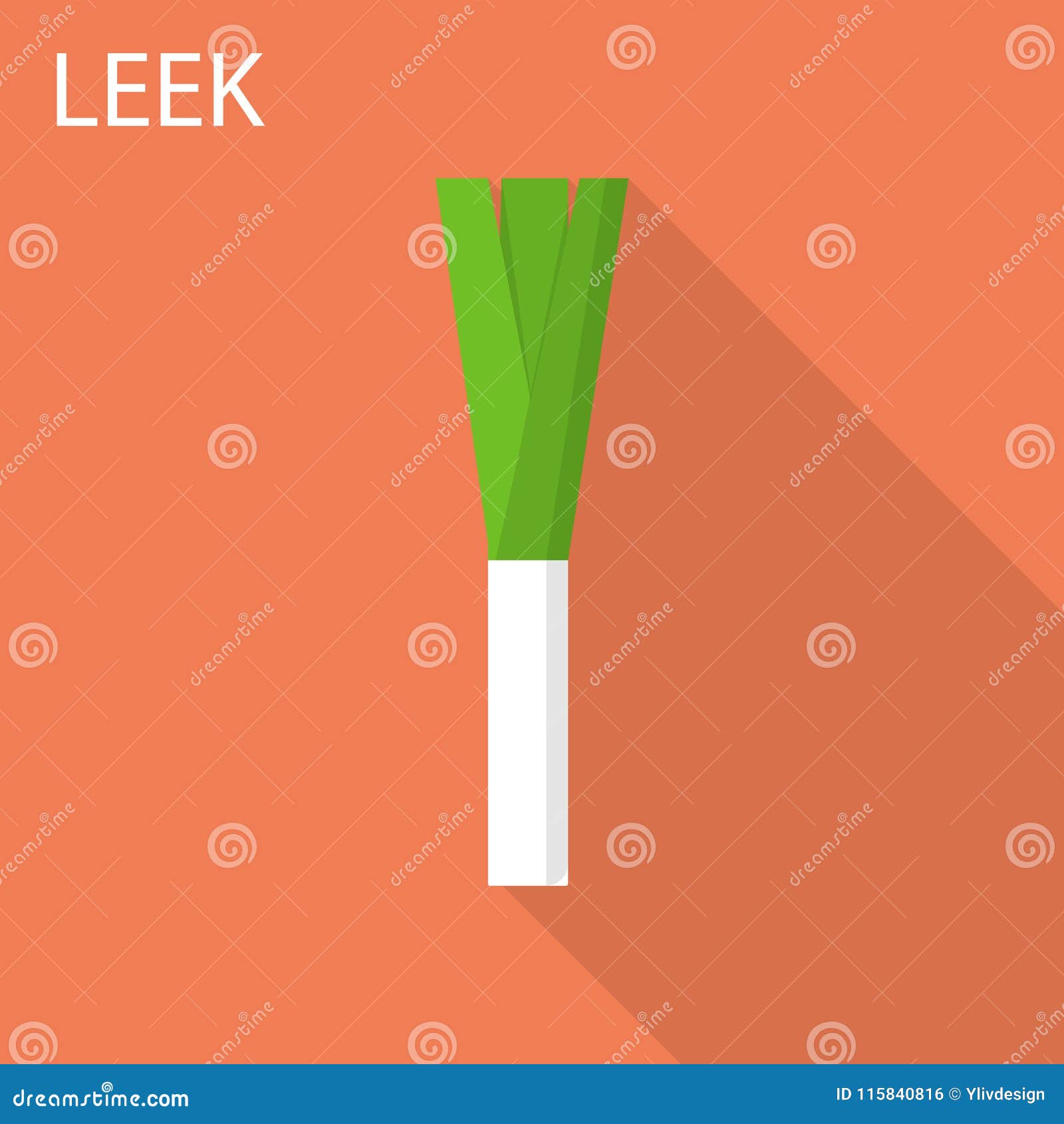 Leek icon, flat style stock vector. Illustration of icon - 115840816