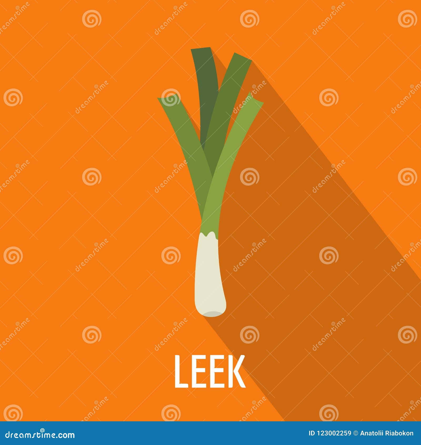 Leek icon, flat style. stock illustration. Illustration of shadow ...