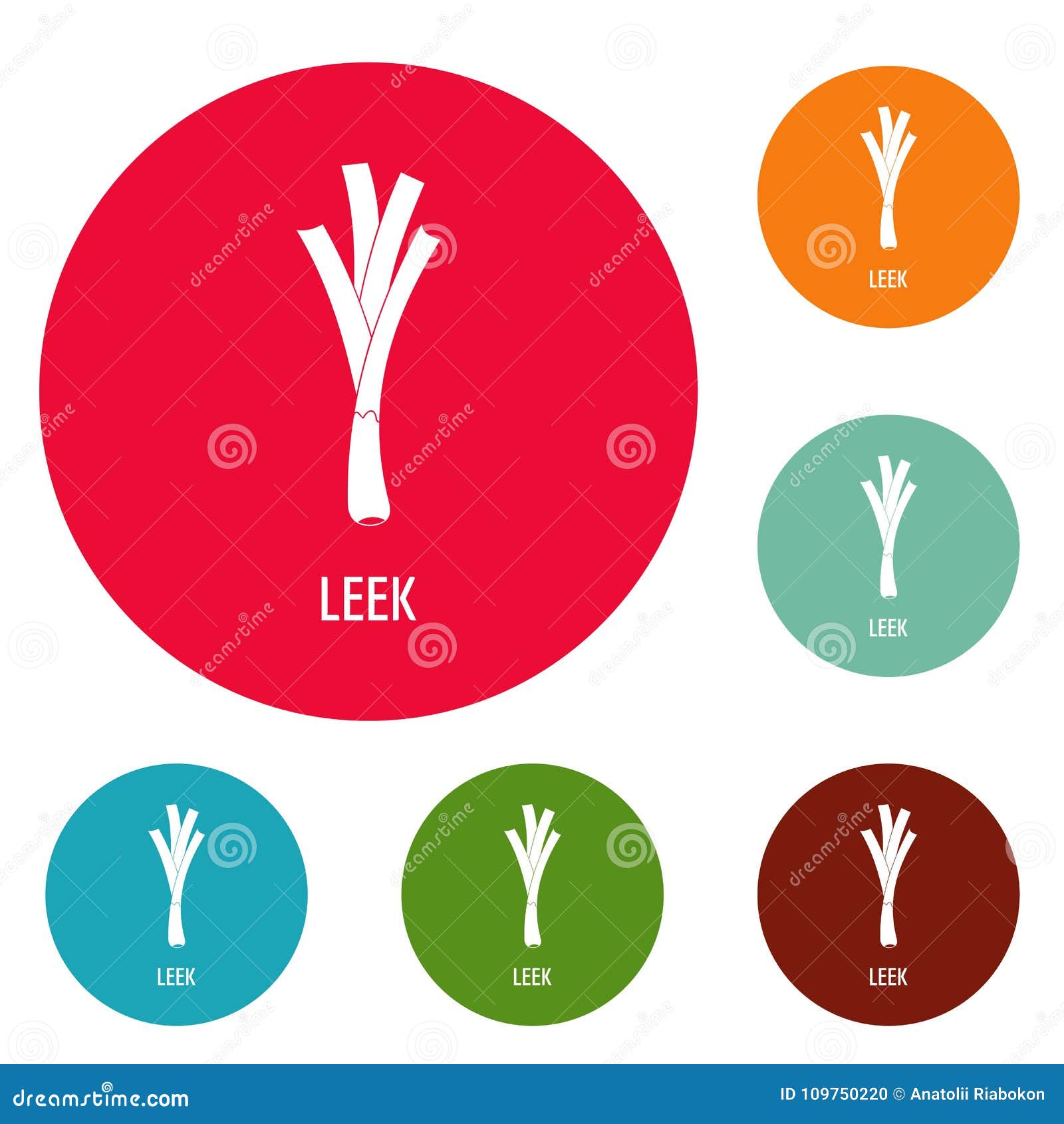 Leek Icons Circle Set Vector Stock Vector - Illustration of root, fresh ...