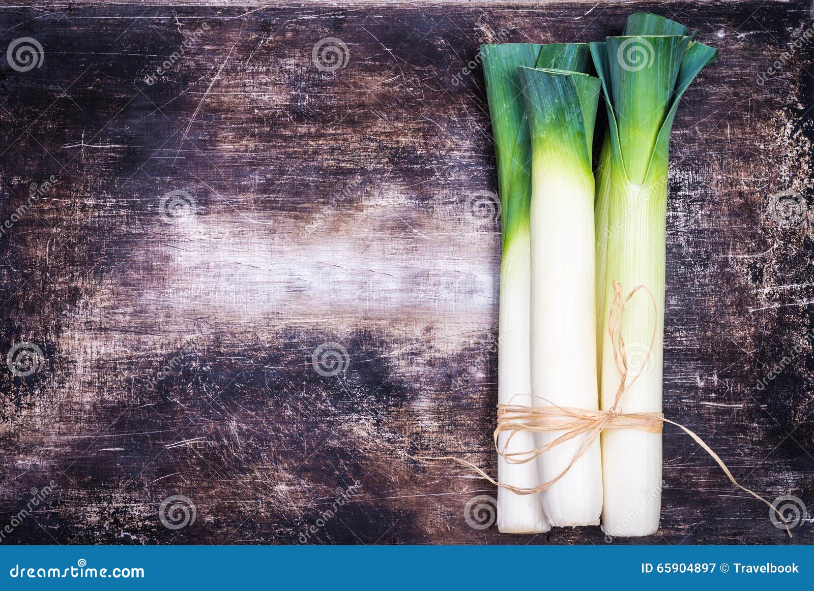 Leek on rustic background. stock image. Image of agriculture - 65904897