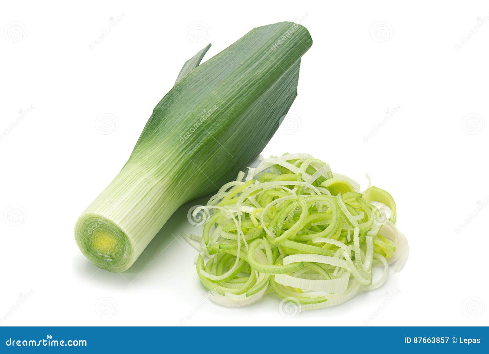 Leek vegetable on white stock image. Image of leaf, sliced - 87663857