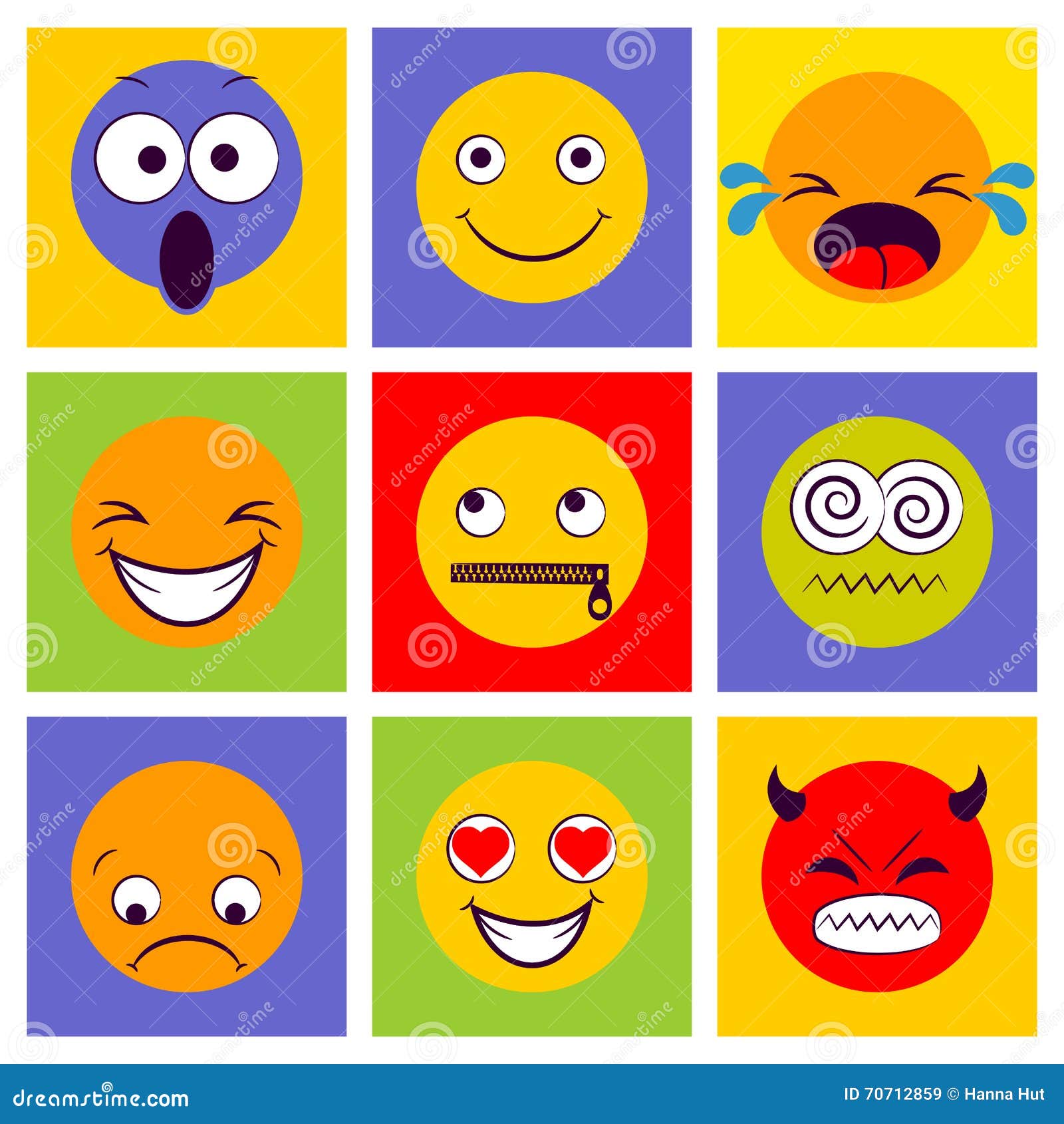 Leendesymbol Smileyframsidor Som Uttrycker Olika Känslor Vektor ...