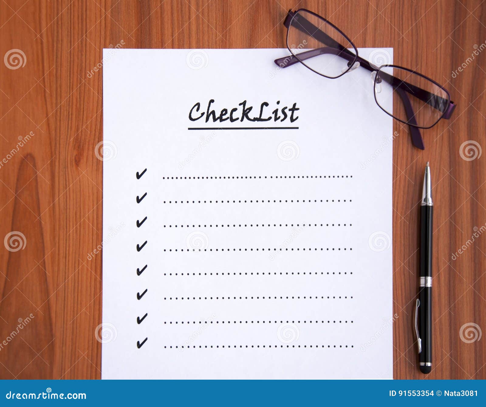 Leere Checkliste stockfoto. Bild von fülle, bericht, schachbrett - 91553354
