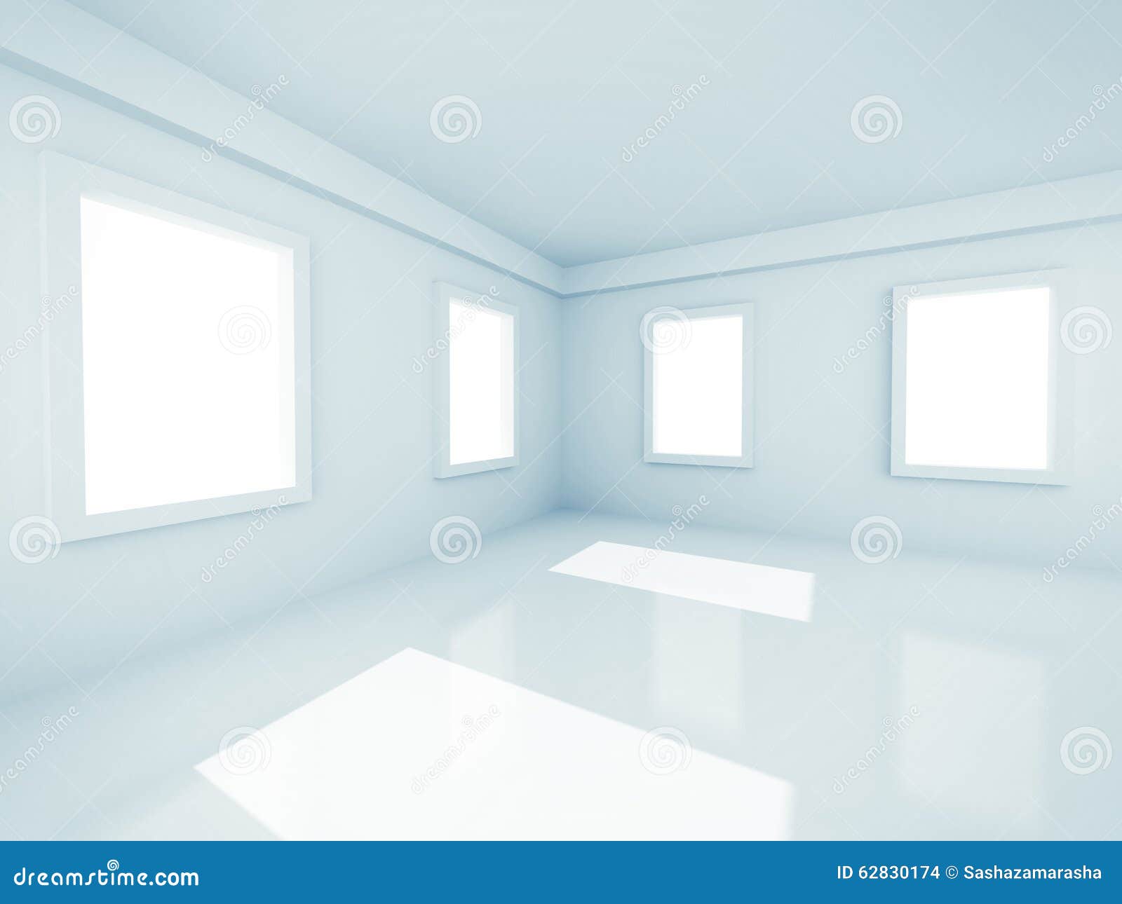 Leerer Moderner Raum Mit Windows Stockfoto - Bild von hartholz, konzept ...