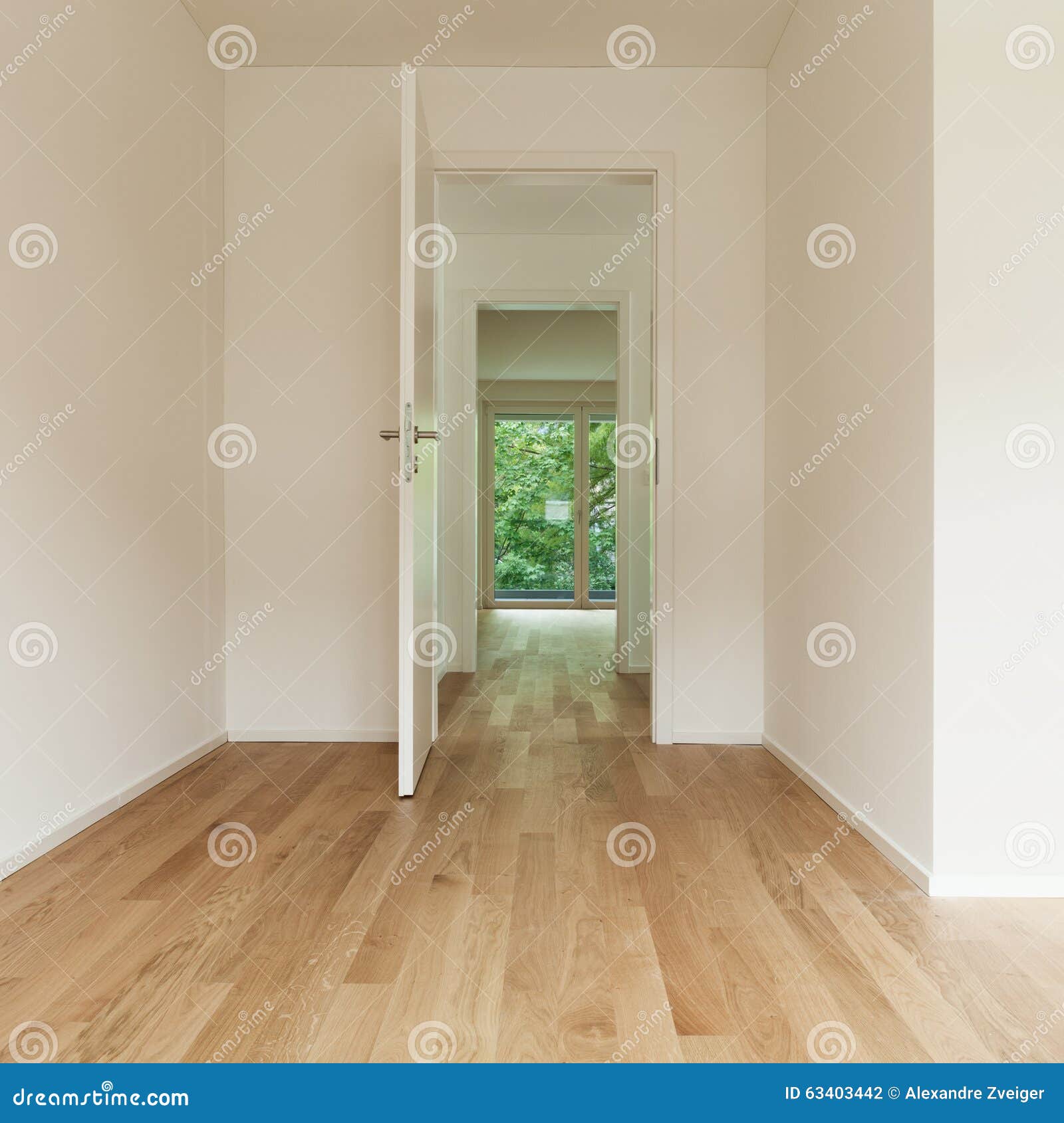 Leerer Raum Einer Neuen Wohnung Stockfoto - Bild von parkett, wand ...