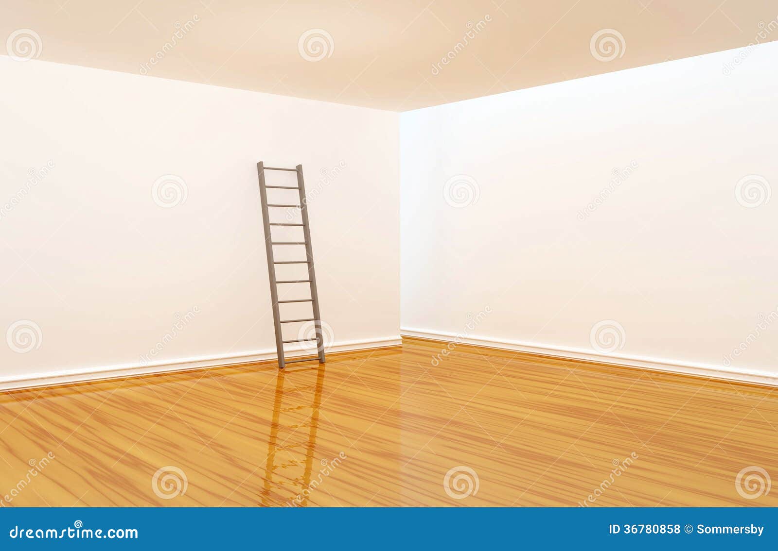 Leerer Raum mit Leiter stock abbildung. Illustration von wohnung - 36780858