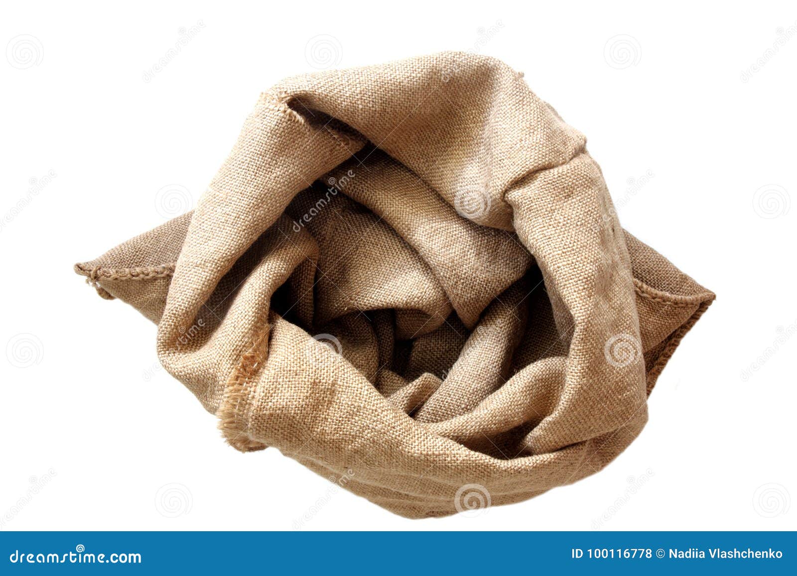 Leerer Sack Lokalisiert Auf Weiß Stockfoto - Bild von gewebe, beige ...