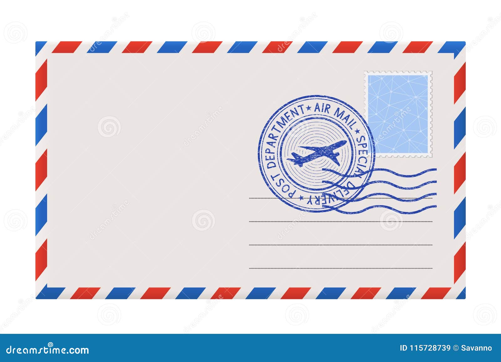 Leerer Umschlag Mit Stempel Und Postpoststempel Vektor Abbildung ...