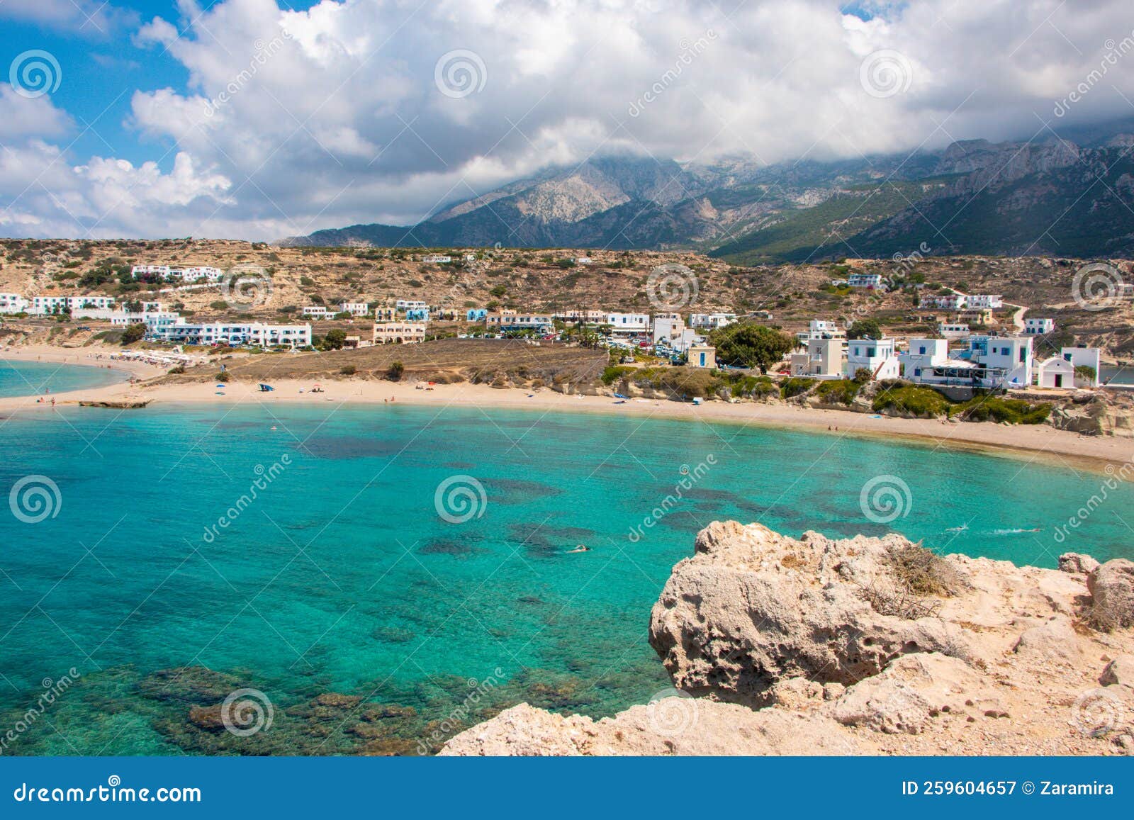Lefkos Beach editorial photography. Image of tourist - 259604657