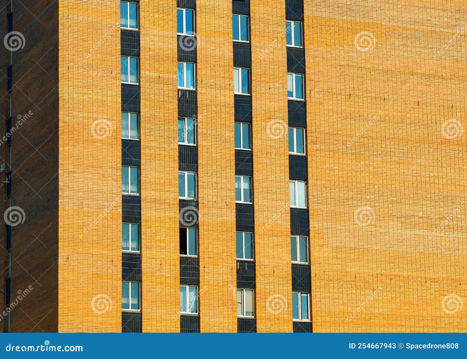 Left Aligned Windows in Brick Building Backdrop Stock Image - Image of ...