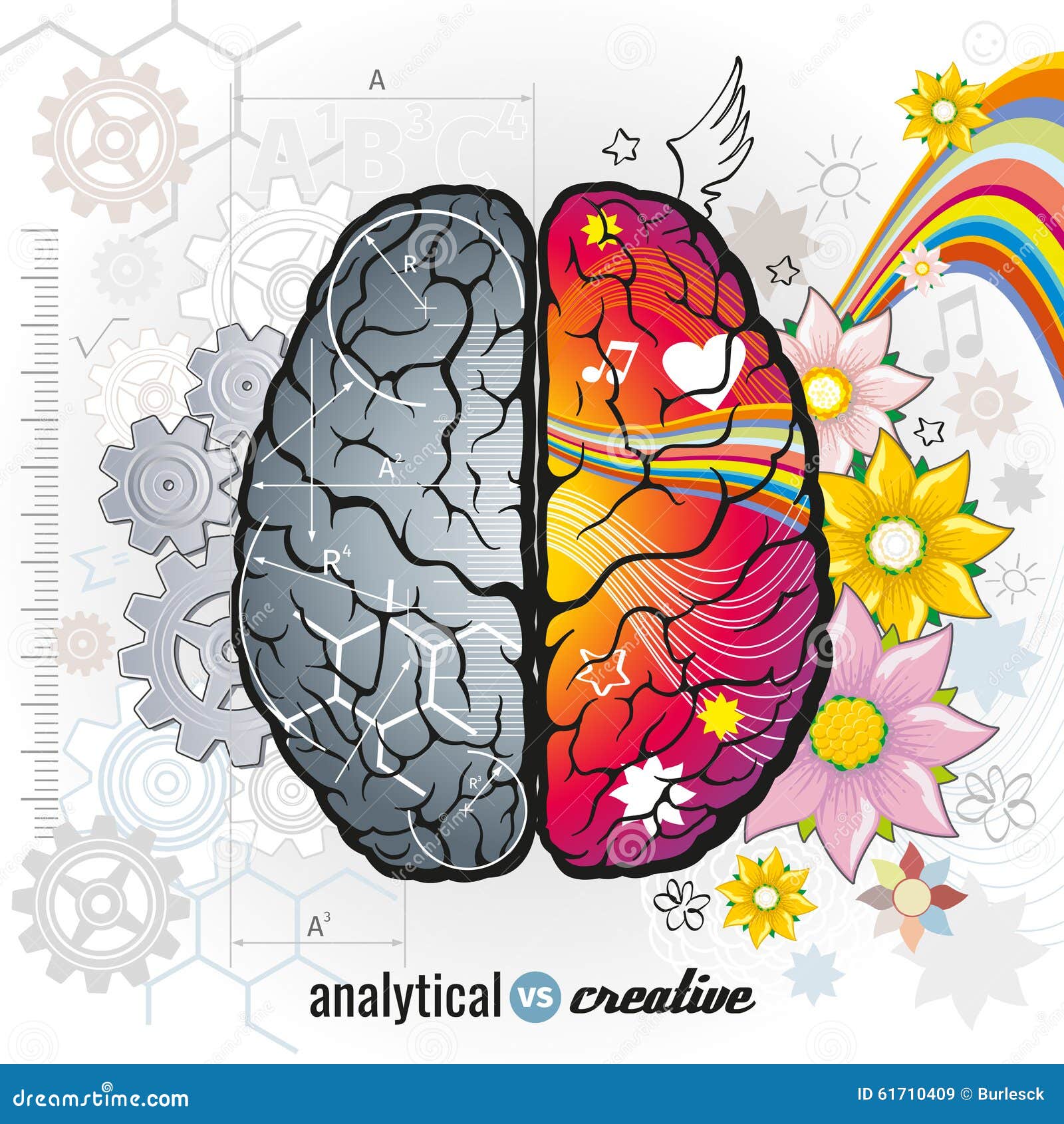 Human With Left And Right Brain Functions Icon Cartoon Vector