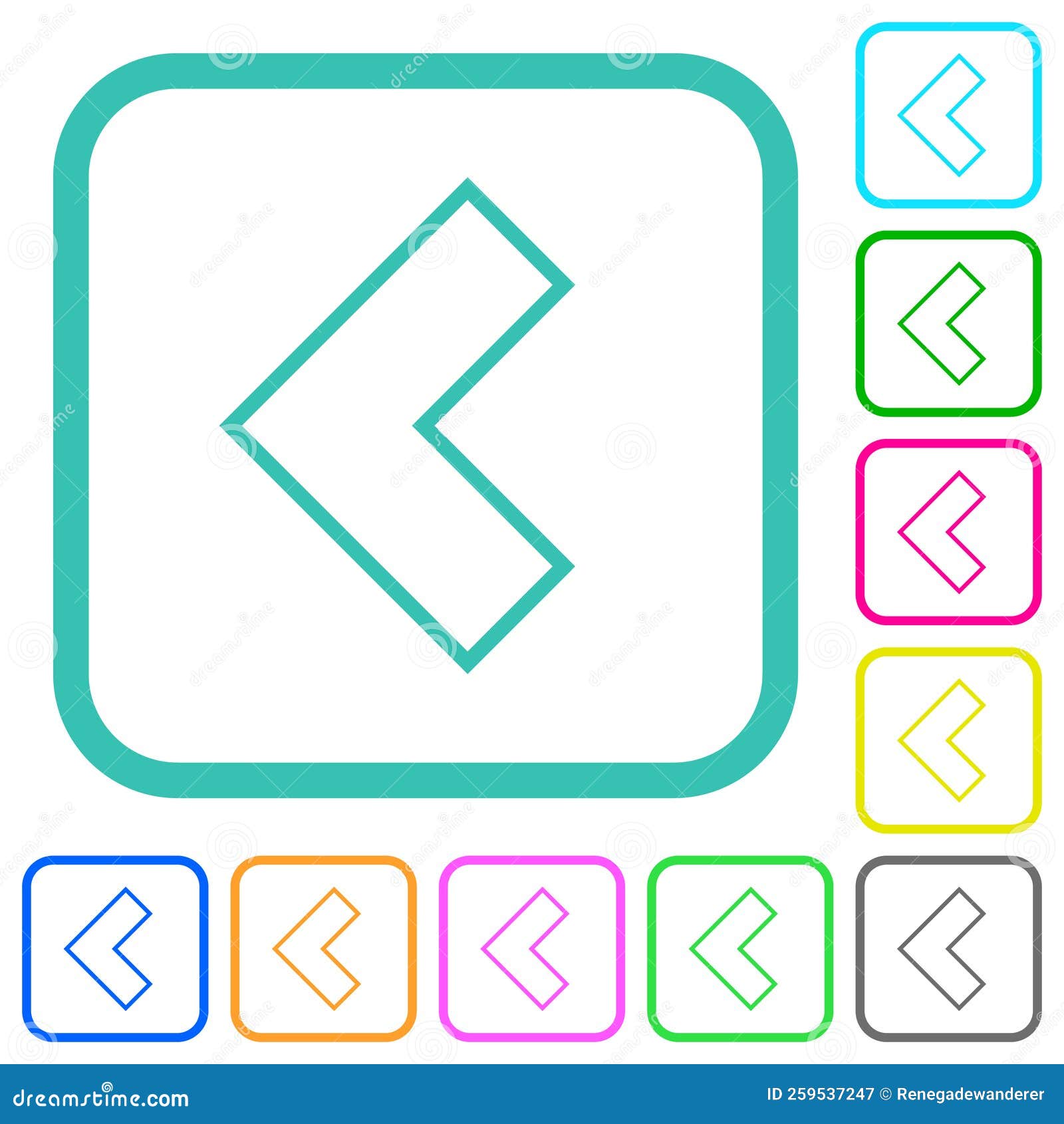 Left Angle Arrow Outline Vivid Colored Flat Icons Stock Vector ...