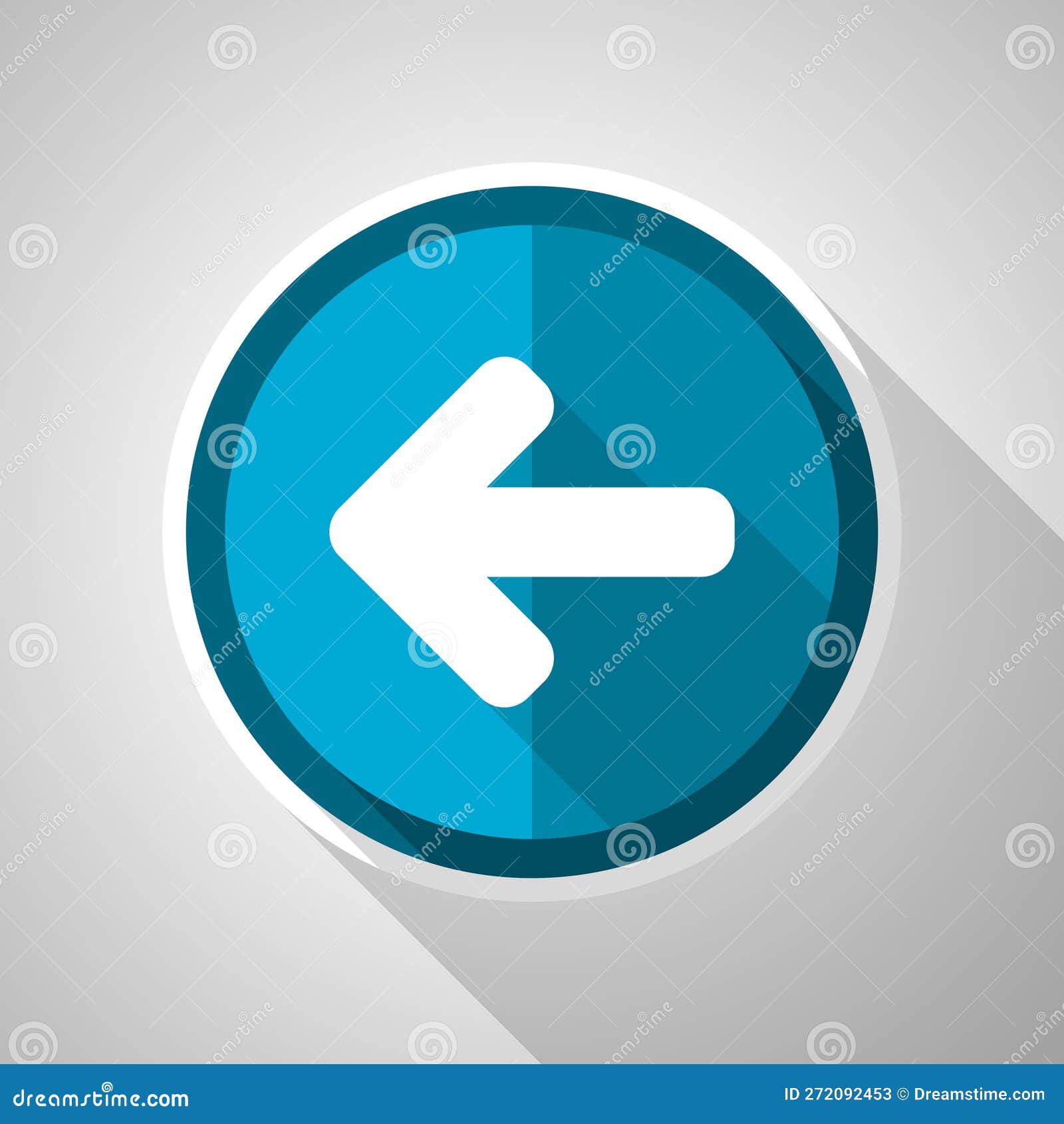 Left Arrow, Back Symbol, Flat Design Vector Blue Icon with Long Shadow ...
