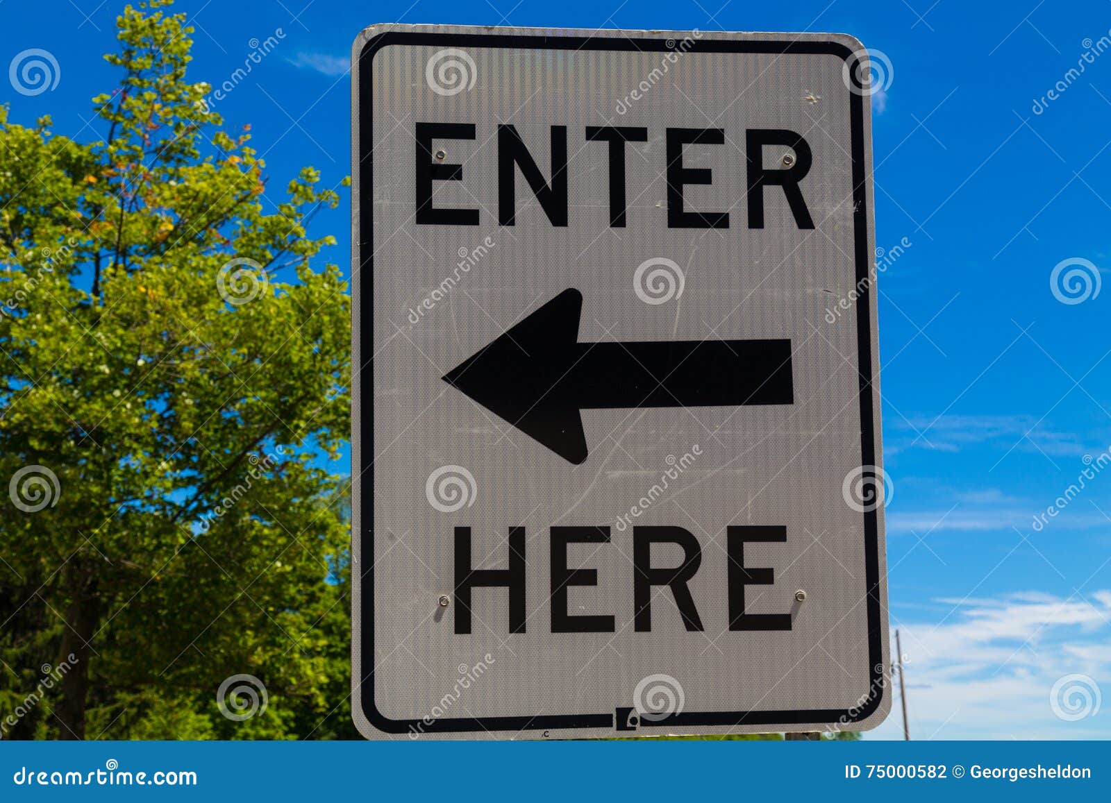 Left Arrow Enter Here stock photo. Image of traffic, sign - 75000582