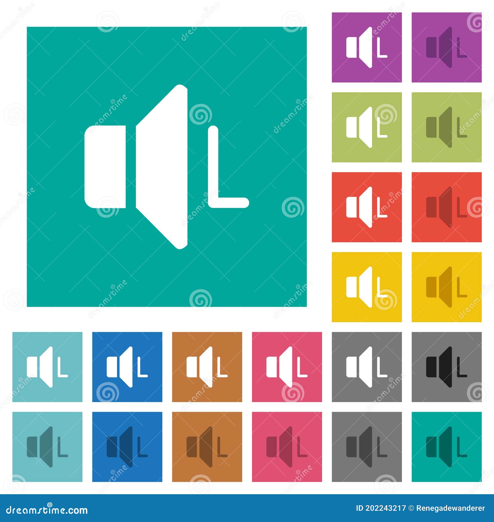 Left Audio Channel Square Flat Multi Colored Icons Stock Vector ...
