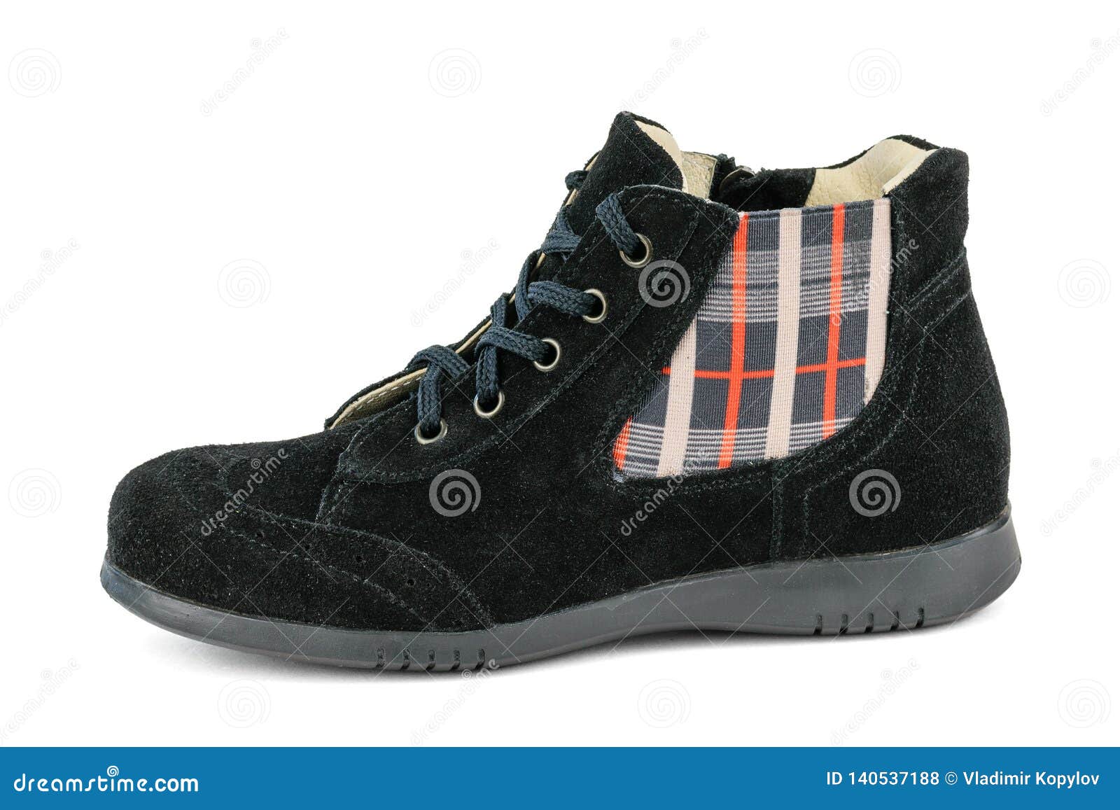 The Left Boot Made of Genuine Leather Isolated on a White Background ...