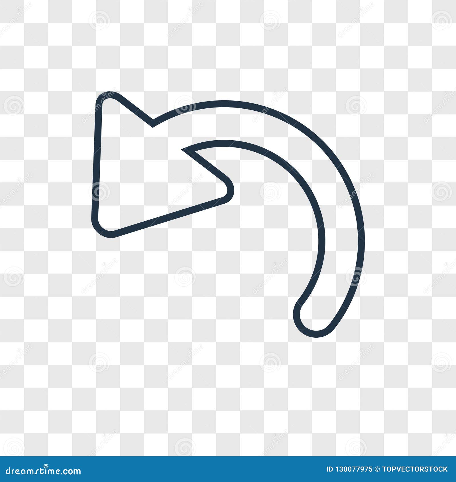 Left Curve Arrow Concept Vector Linear Icon Isolated On Transparent ...