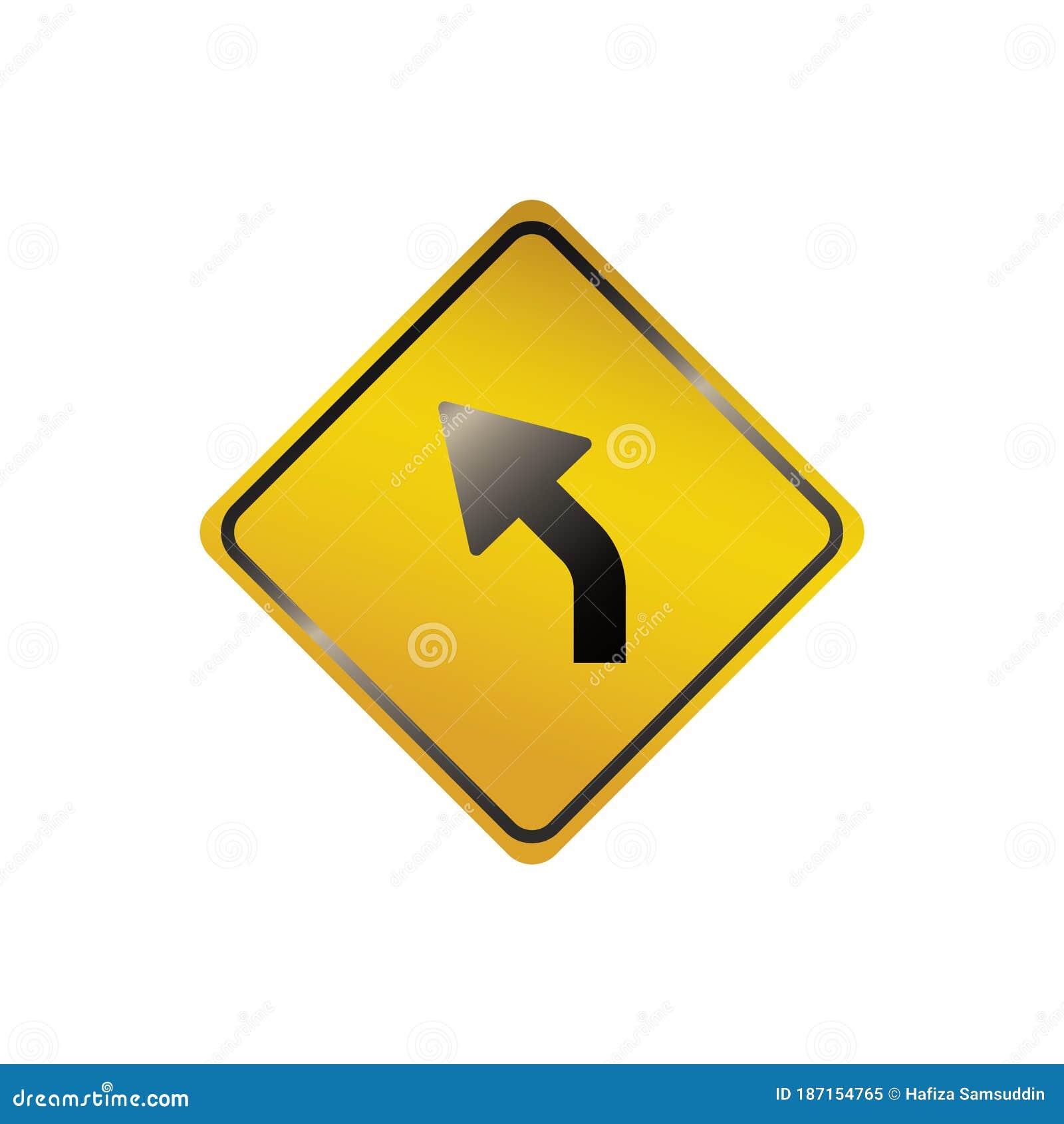 Left Curve Road Sign. Vector Illustration Decorative Design Stock ...