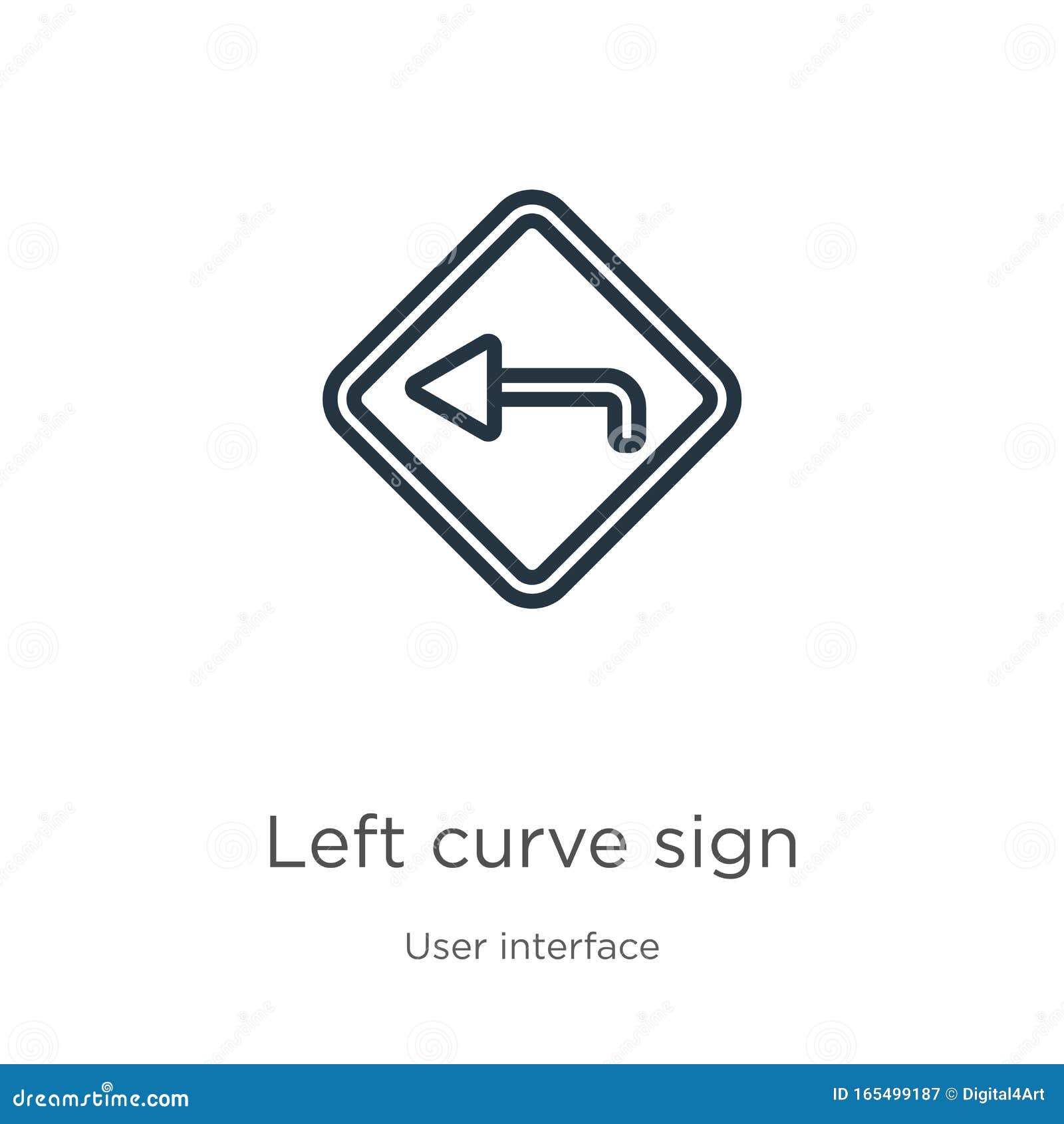 Left Curve Sign Icon. Thin Linear Left Curve Sign Outline Icon Isolated ...