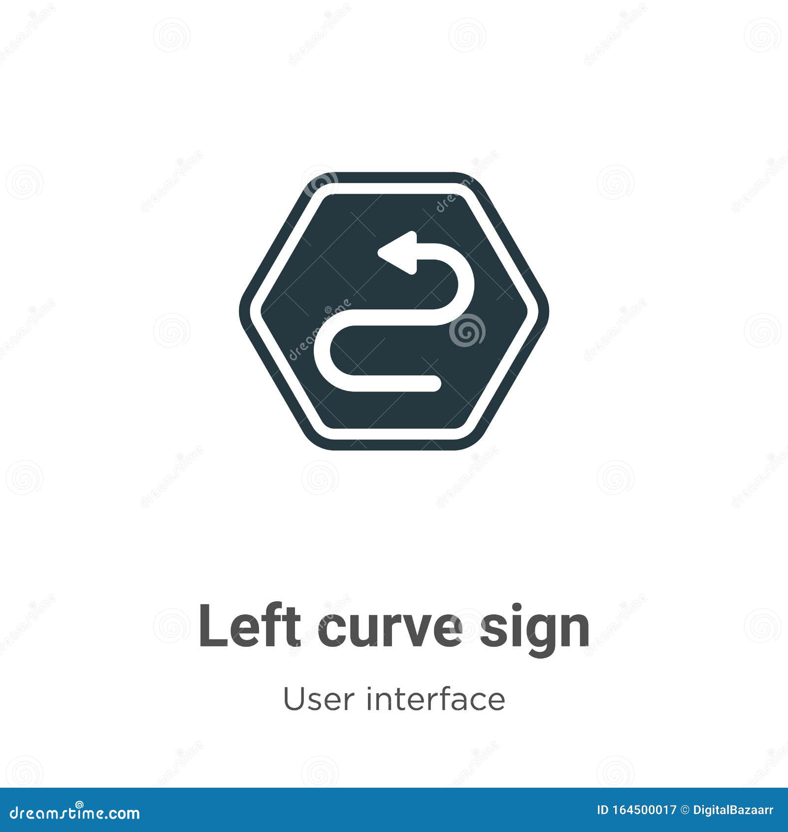 Left Curve Sign Vector Icon on White Background. Flat Vector Left Curve ...