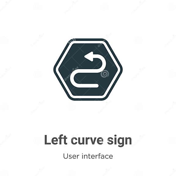 Left Curve Sign Vector Icon on White Background. Flat Vector Left Curve ...