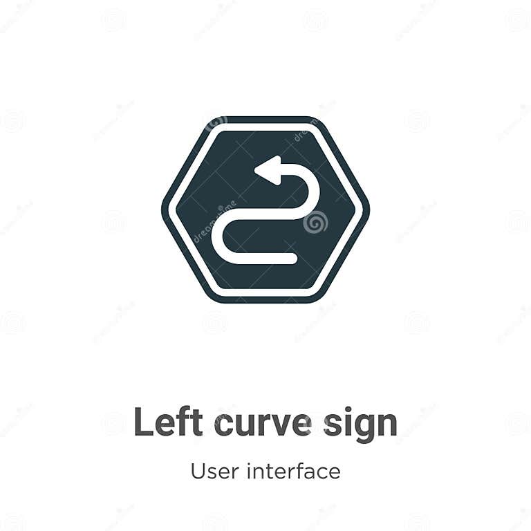 Left Curve Sign Vector Icon on White Background. Flat Vector Left Curve ...