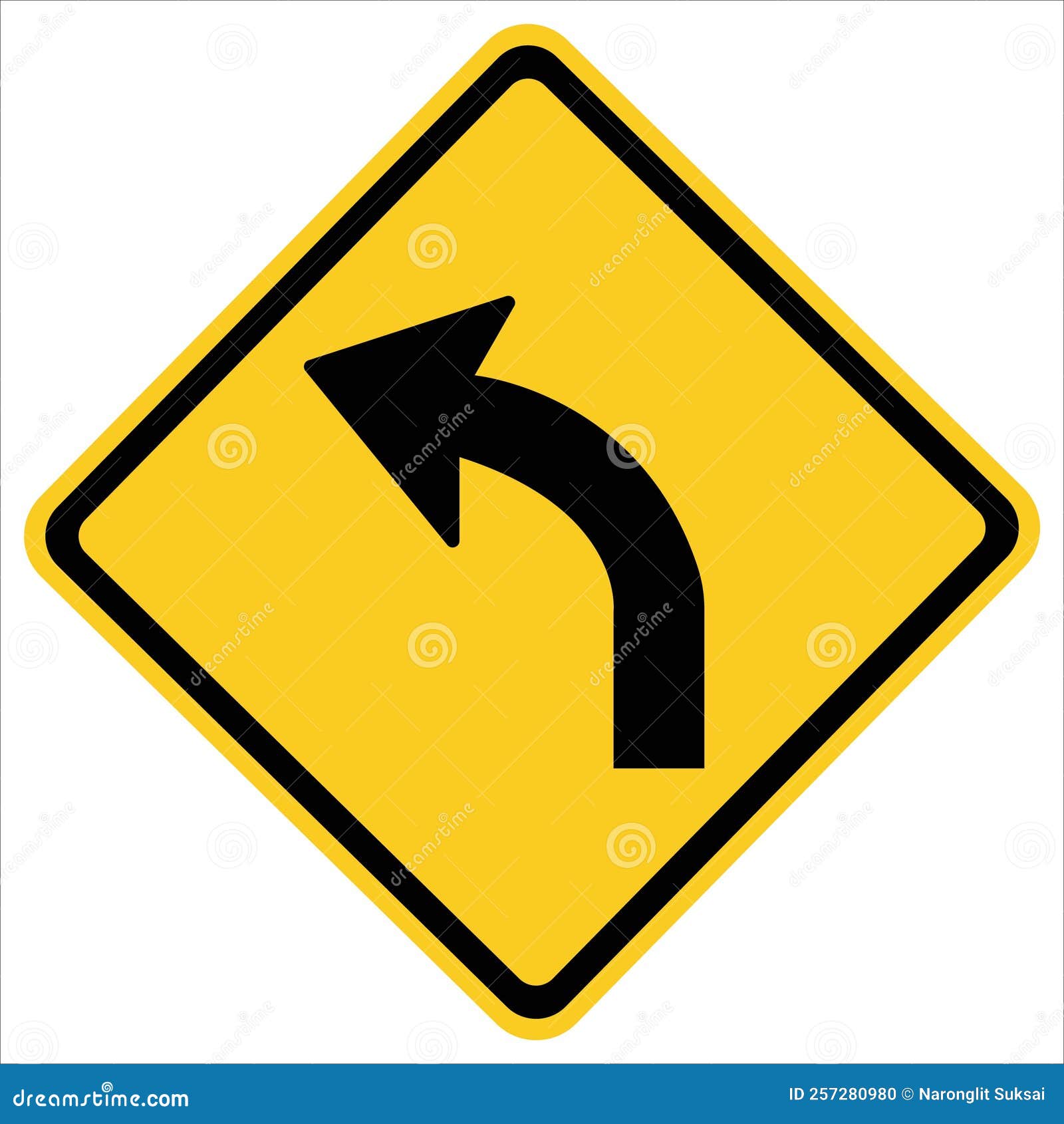 Left Curve Sign, Warning Sign Has a Left Curve Ahead Stock Vector ...