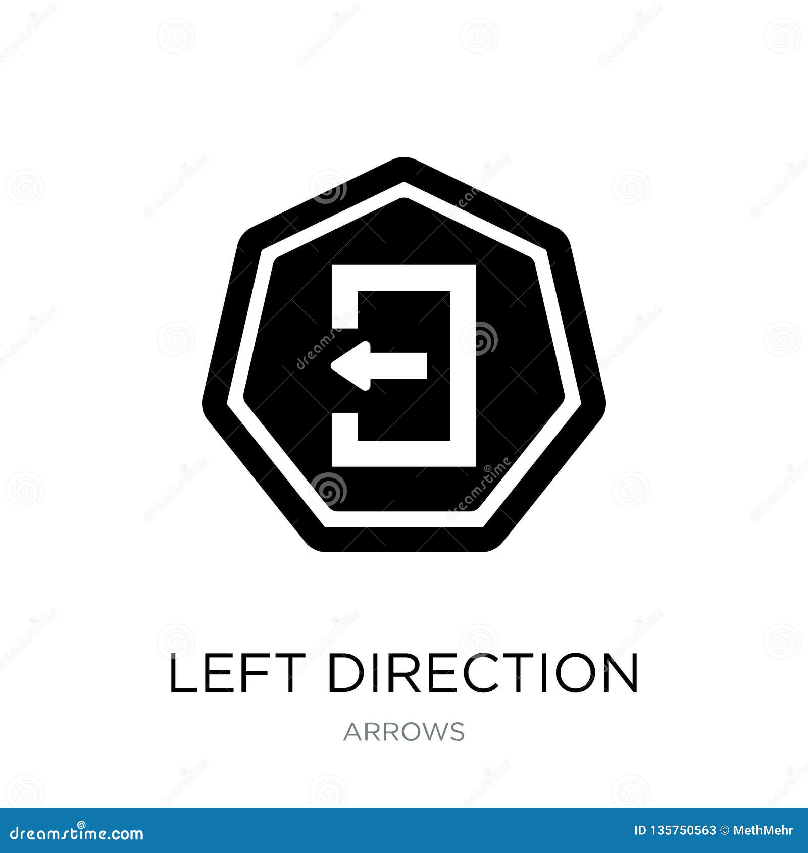 Left Direction Icon in Trendy Design Style. Left Direction Icon ...