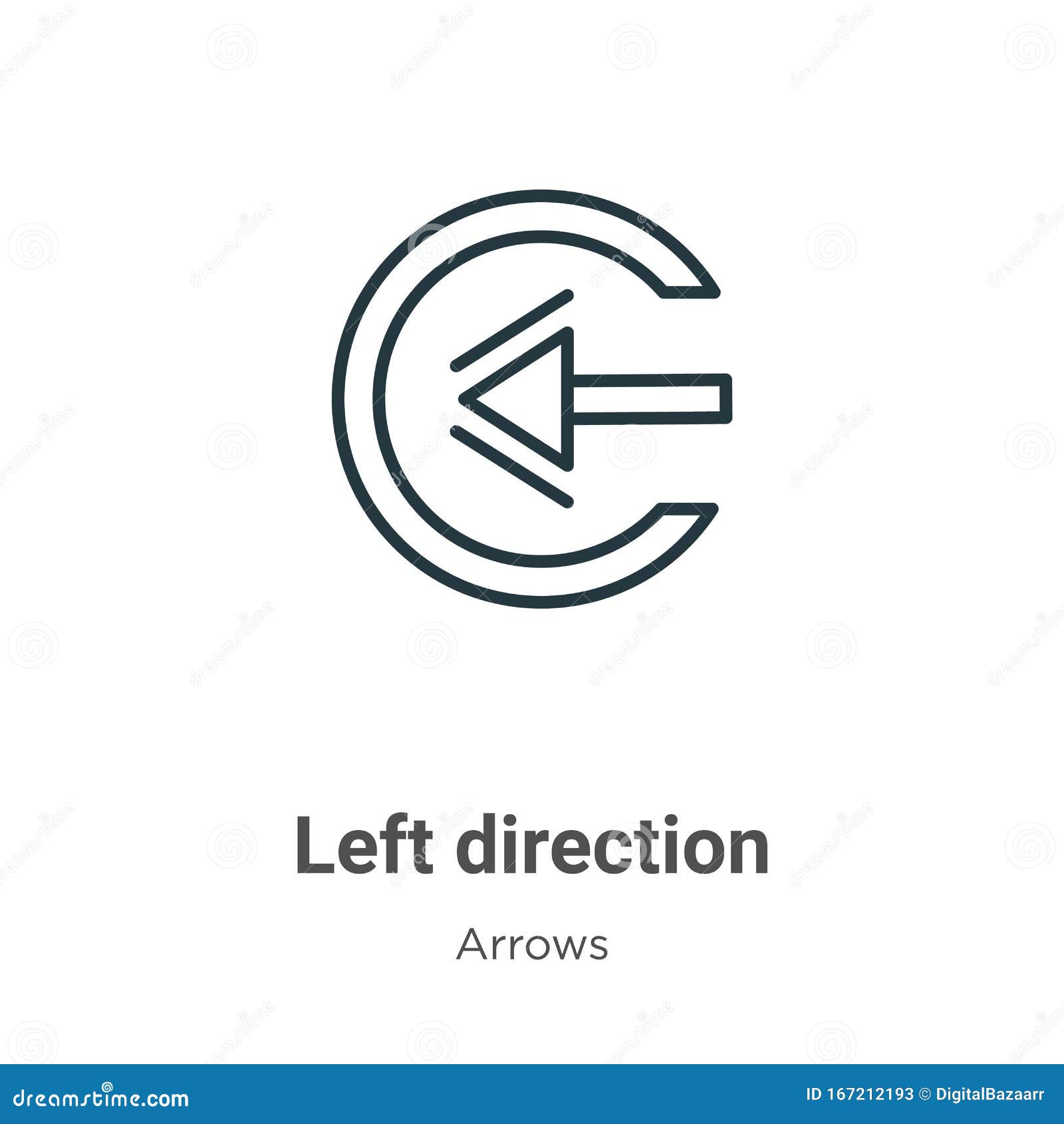 Left Direction Outline Vector Icon. Thin Line Black Left Direction Icon ...