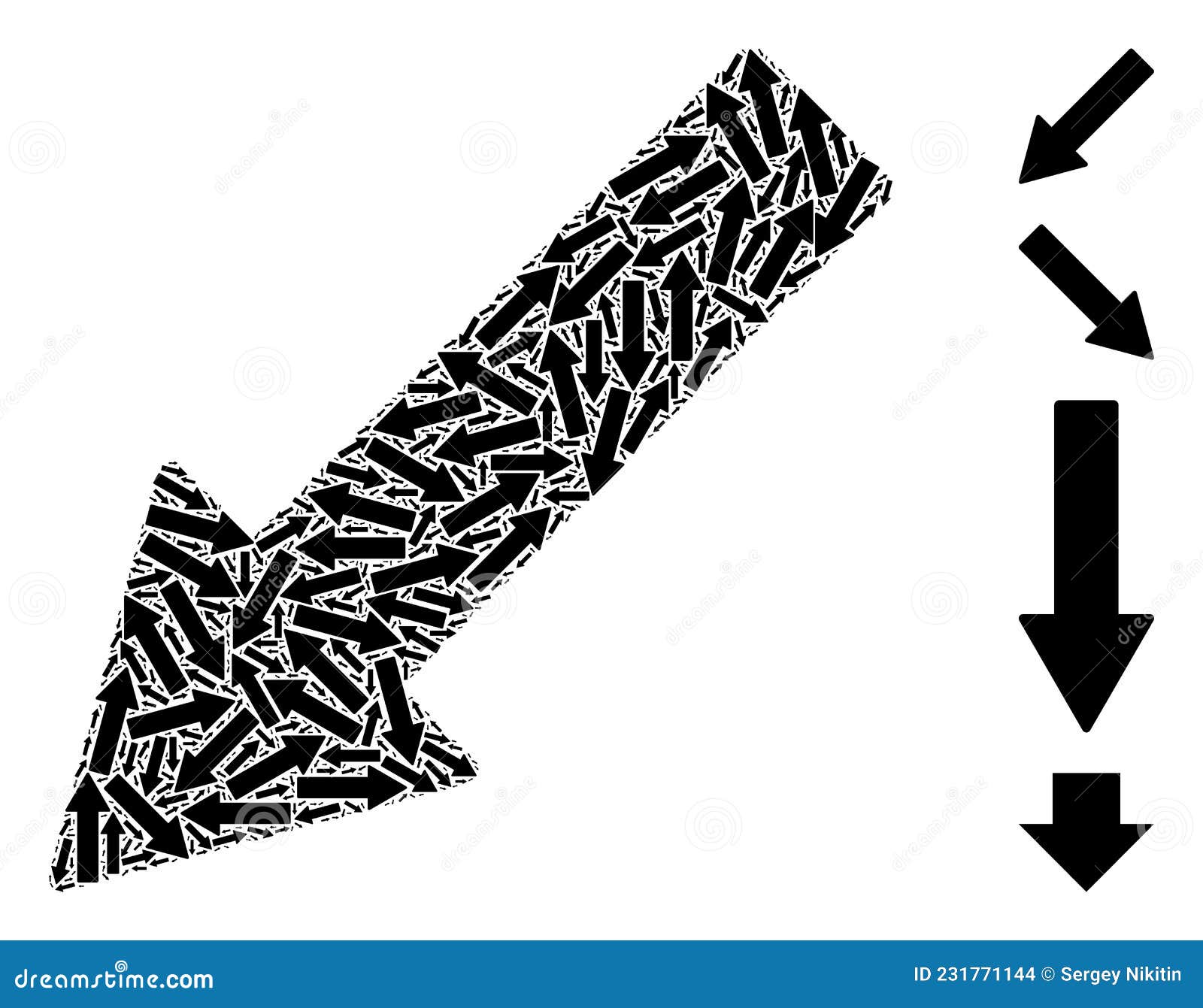 Left Down Arrow Icon Recursive Collage Vector Illustration ... Left Down Arrow Icon Recursive Collage Vector Illustration ...