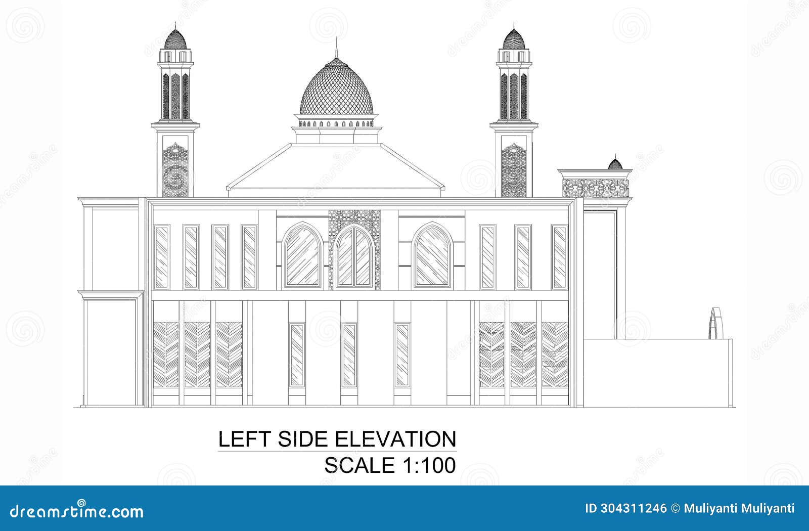 Left Elevation 2 ST Mosque stock illustration. Illustration of exterior ...
